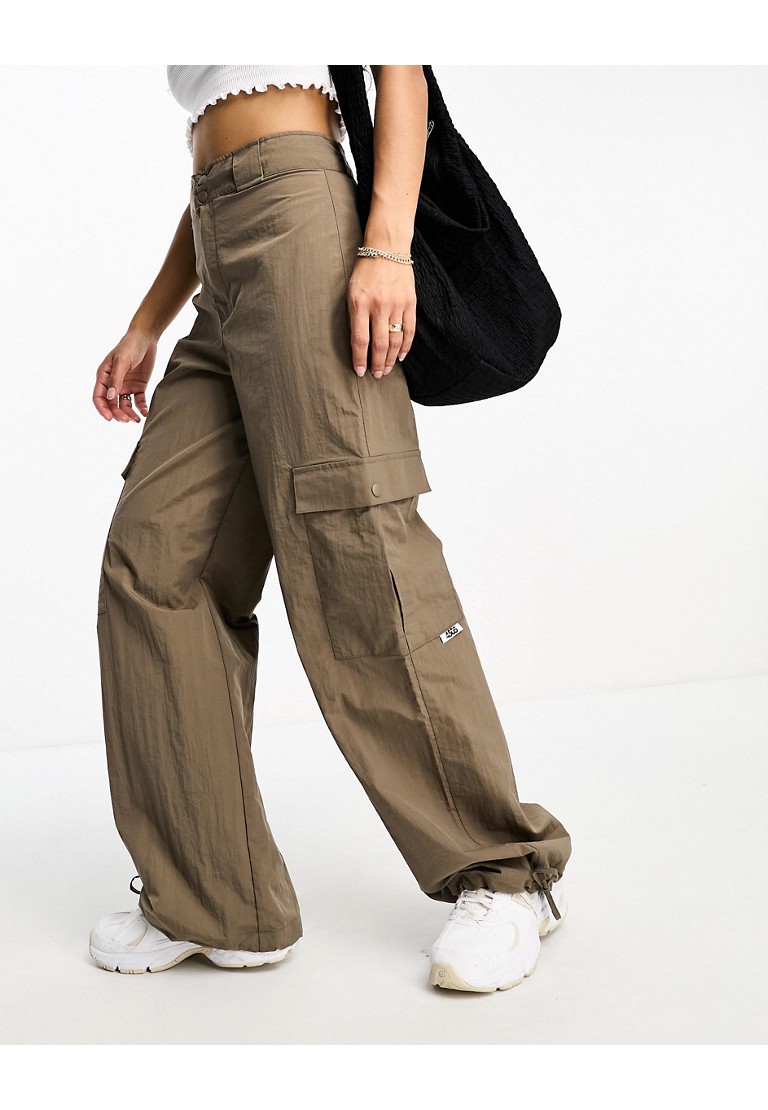 ASOS 4505 oversized utlity trouser in crinkle with pockets-Brown