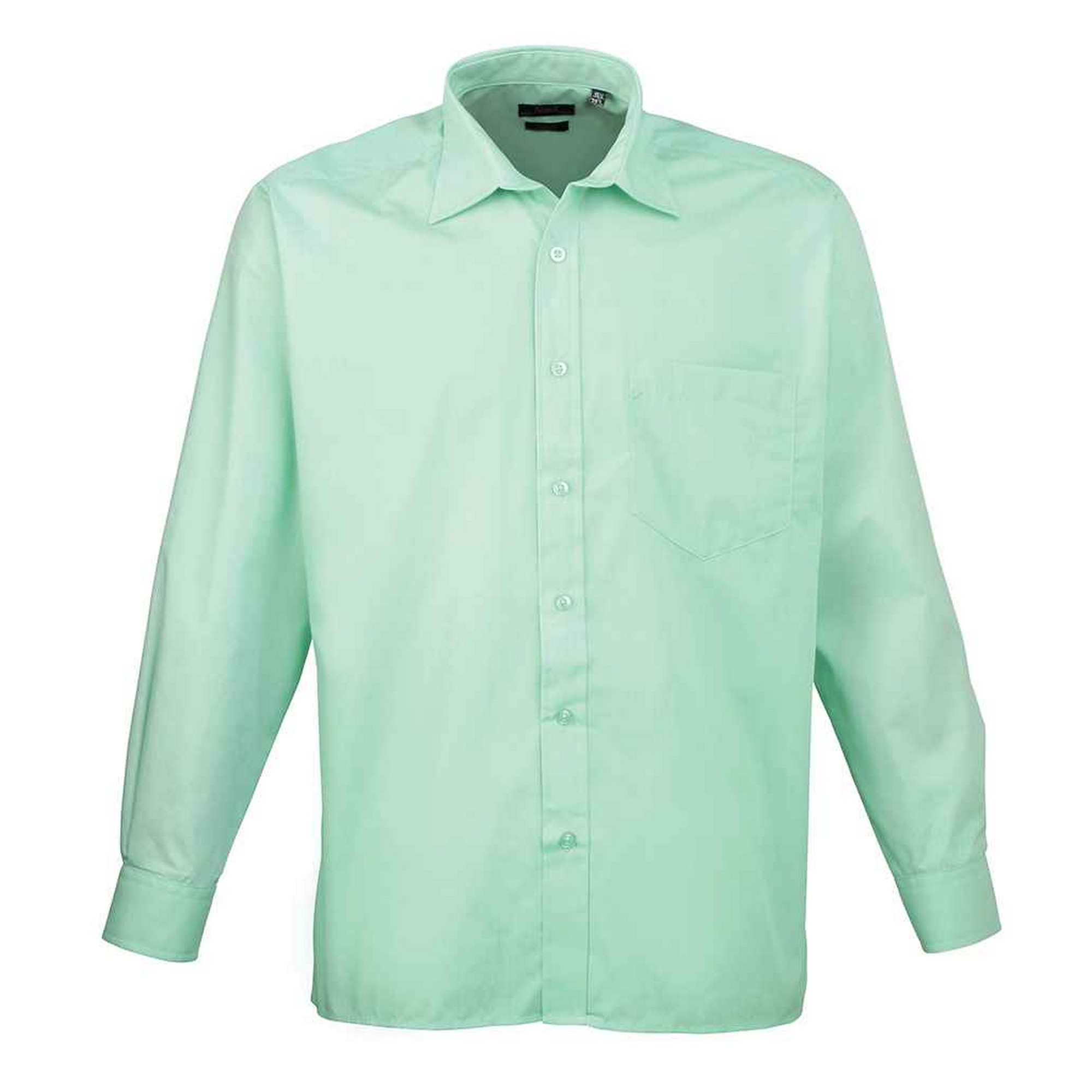 Premier Mens Poplin Long-Sleeved Shirt (Aqua)