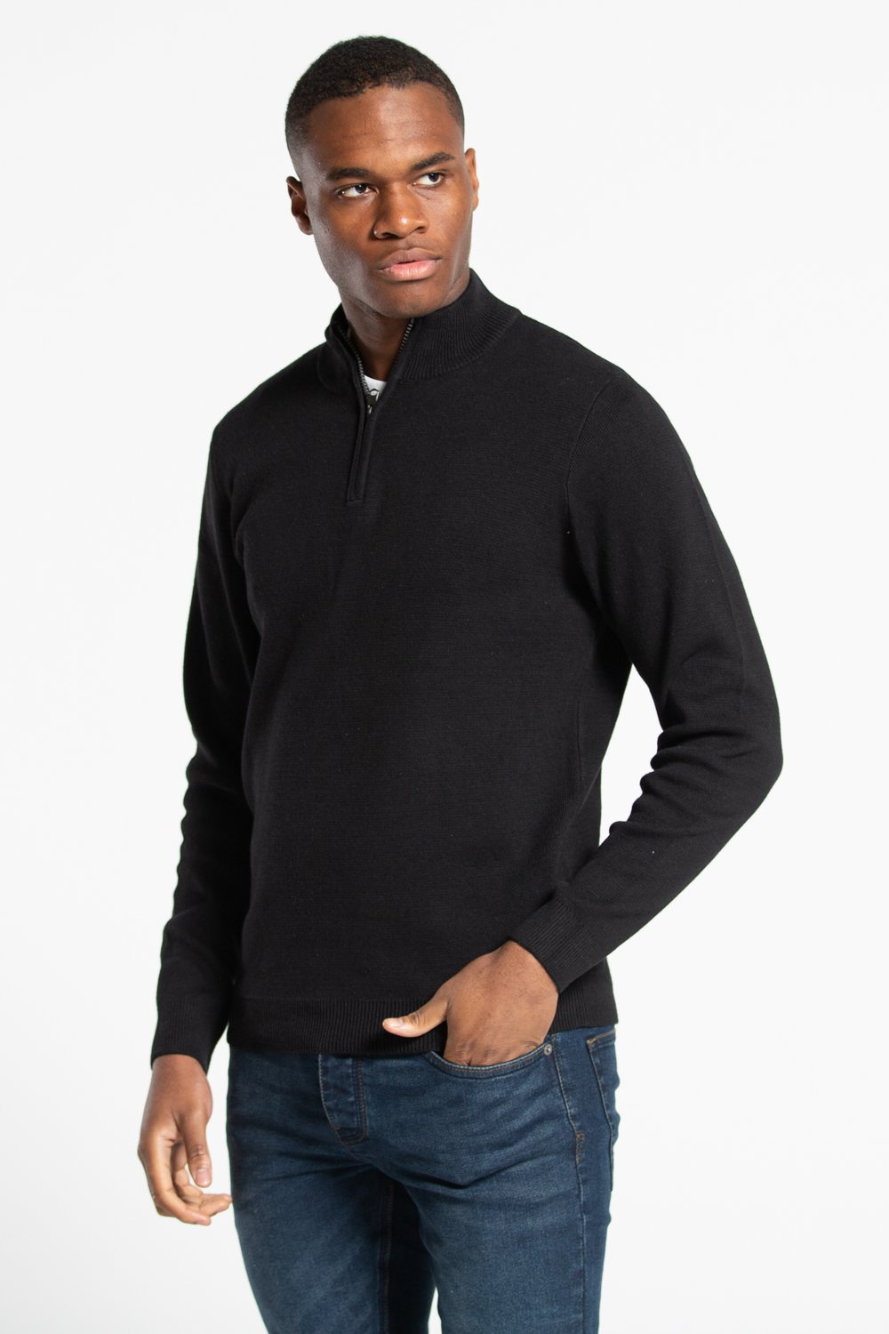 Recycled Cotton Blend 1/4 Zip Funnel Neck Jumper