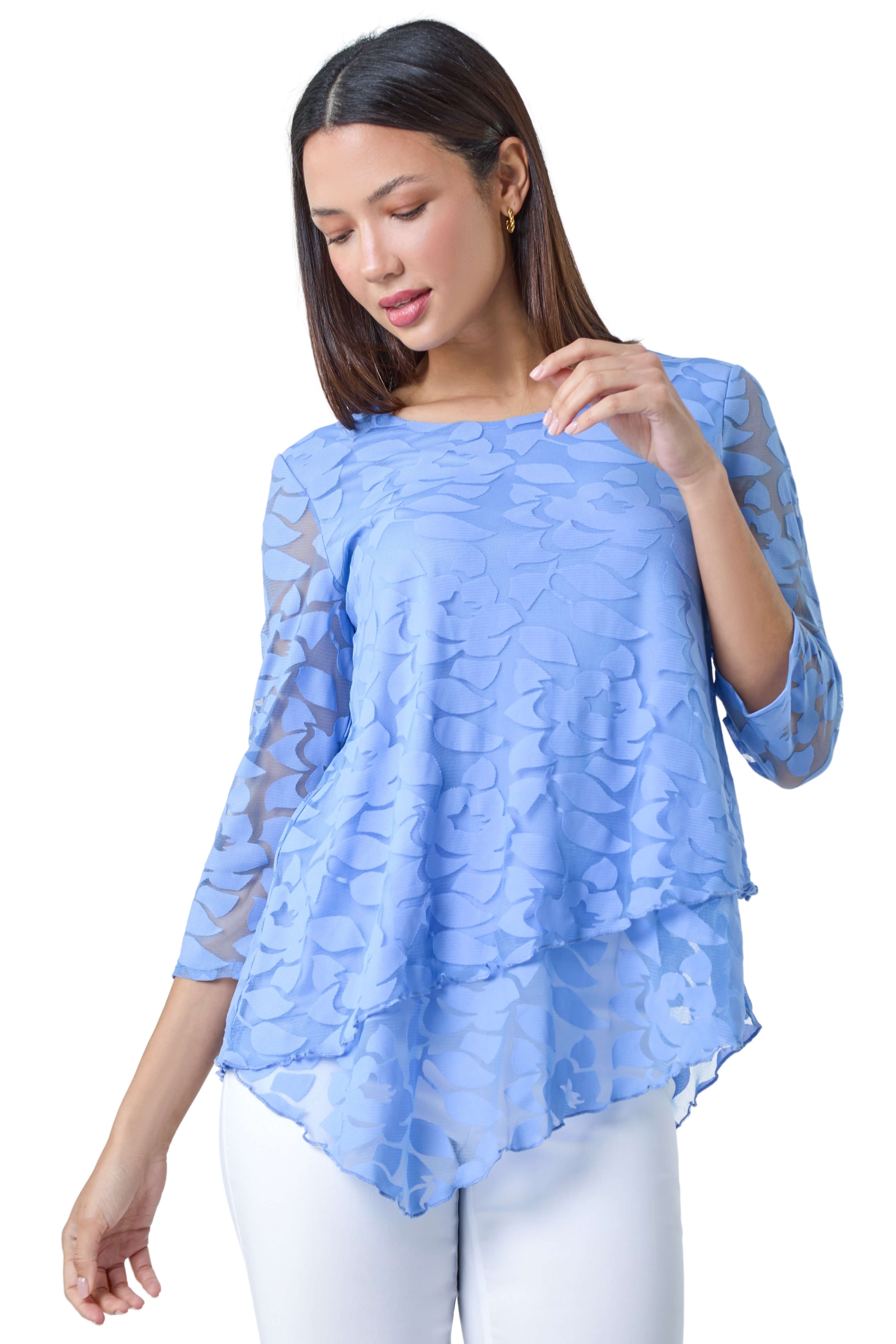 Burnout Leaf Asymmetric Stretch Top