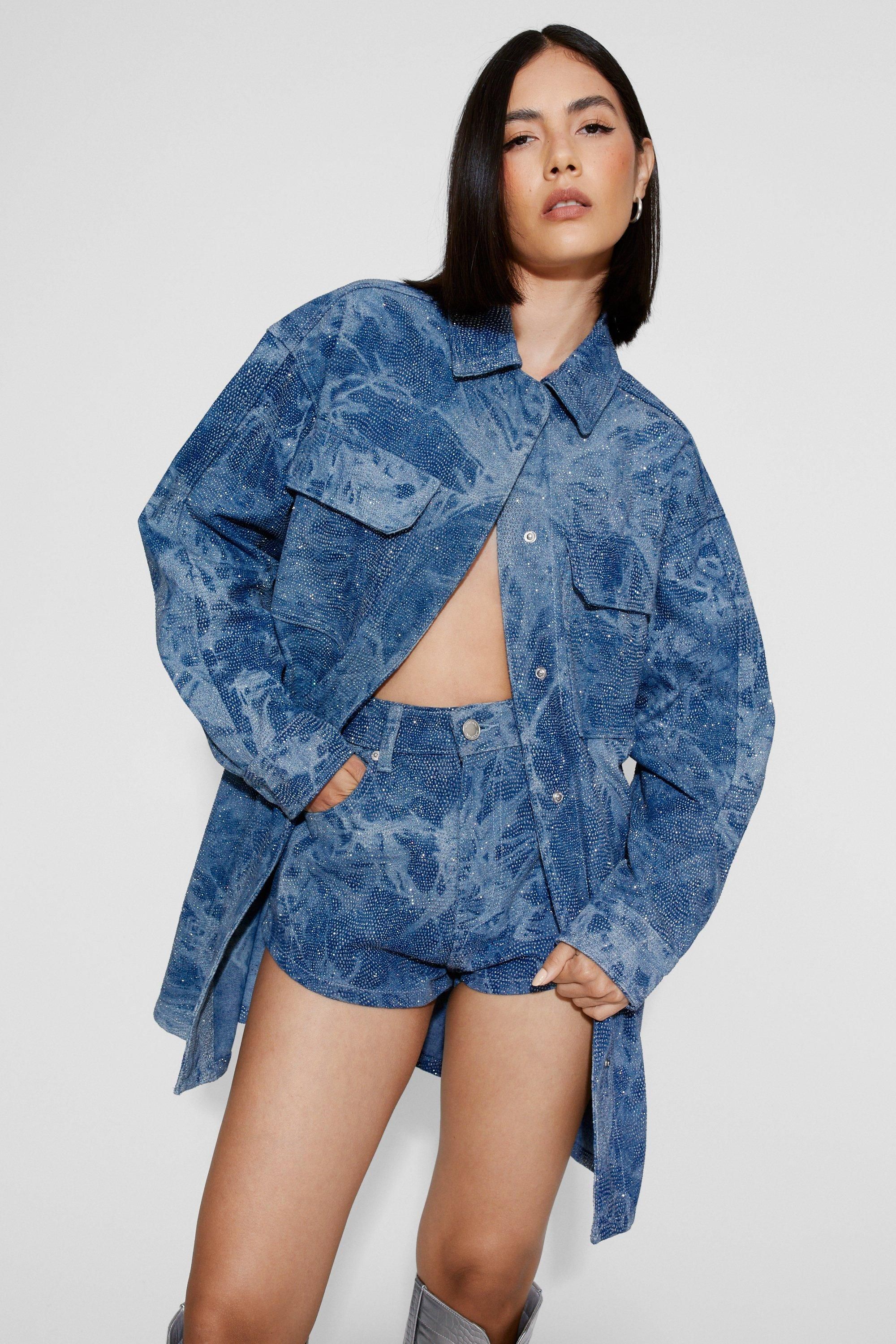 Shimmer Denim Oversized Shirt