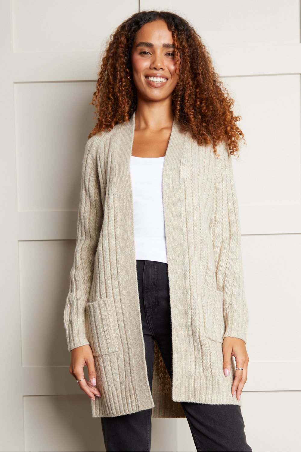 Stone 'Marcel' Knitted Open Cardigan