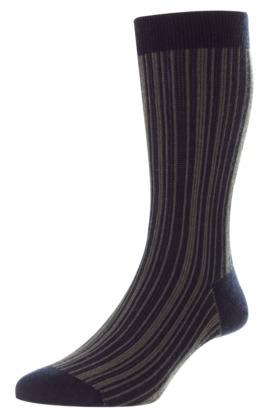 Pantherella Men's Marsden Vertical Stripe Sock in Navy/Grey