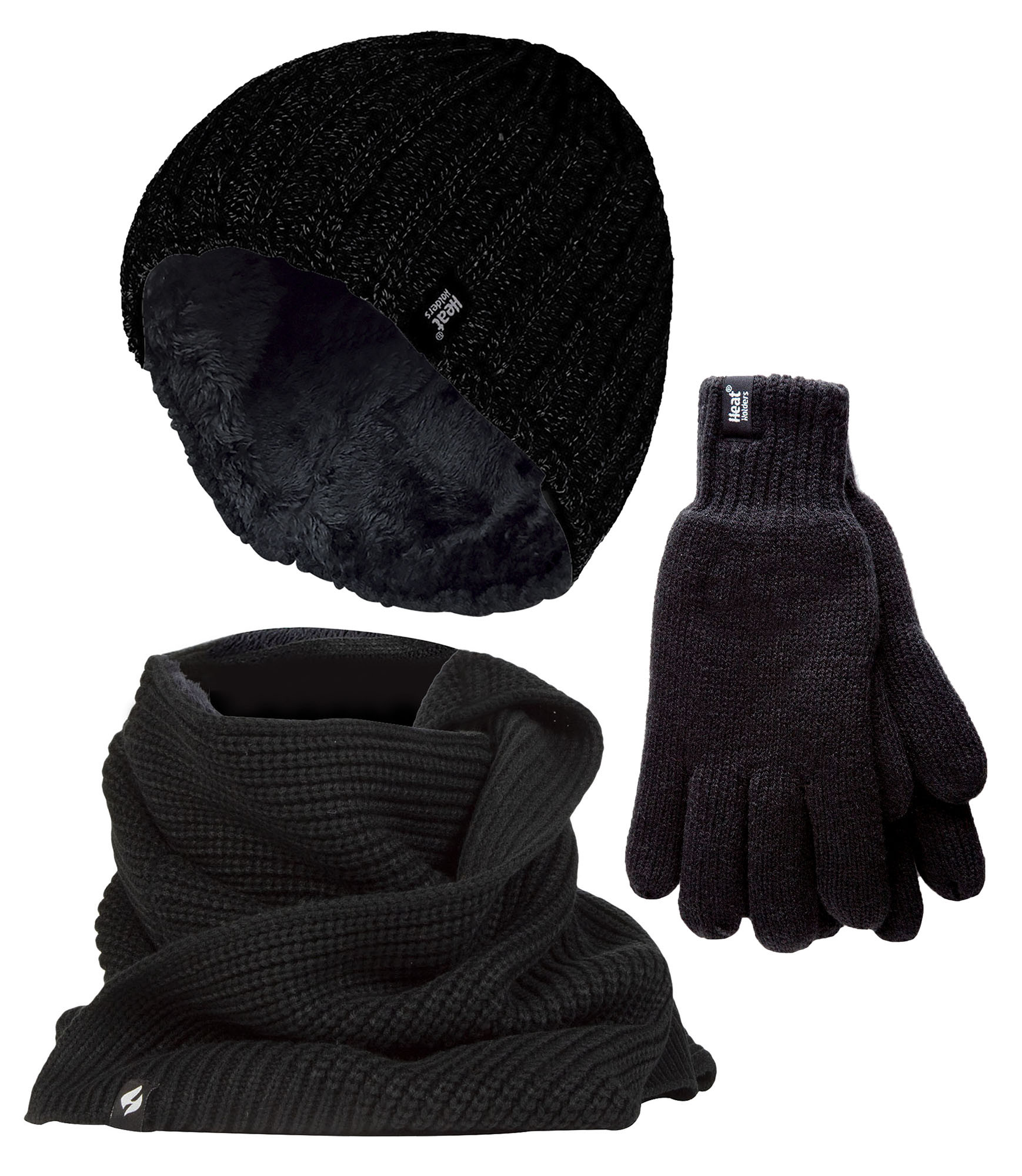 Stickad mössa, hatt, halsduk, handskar, set, värmehållare, lyxigt ...