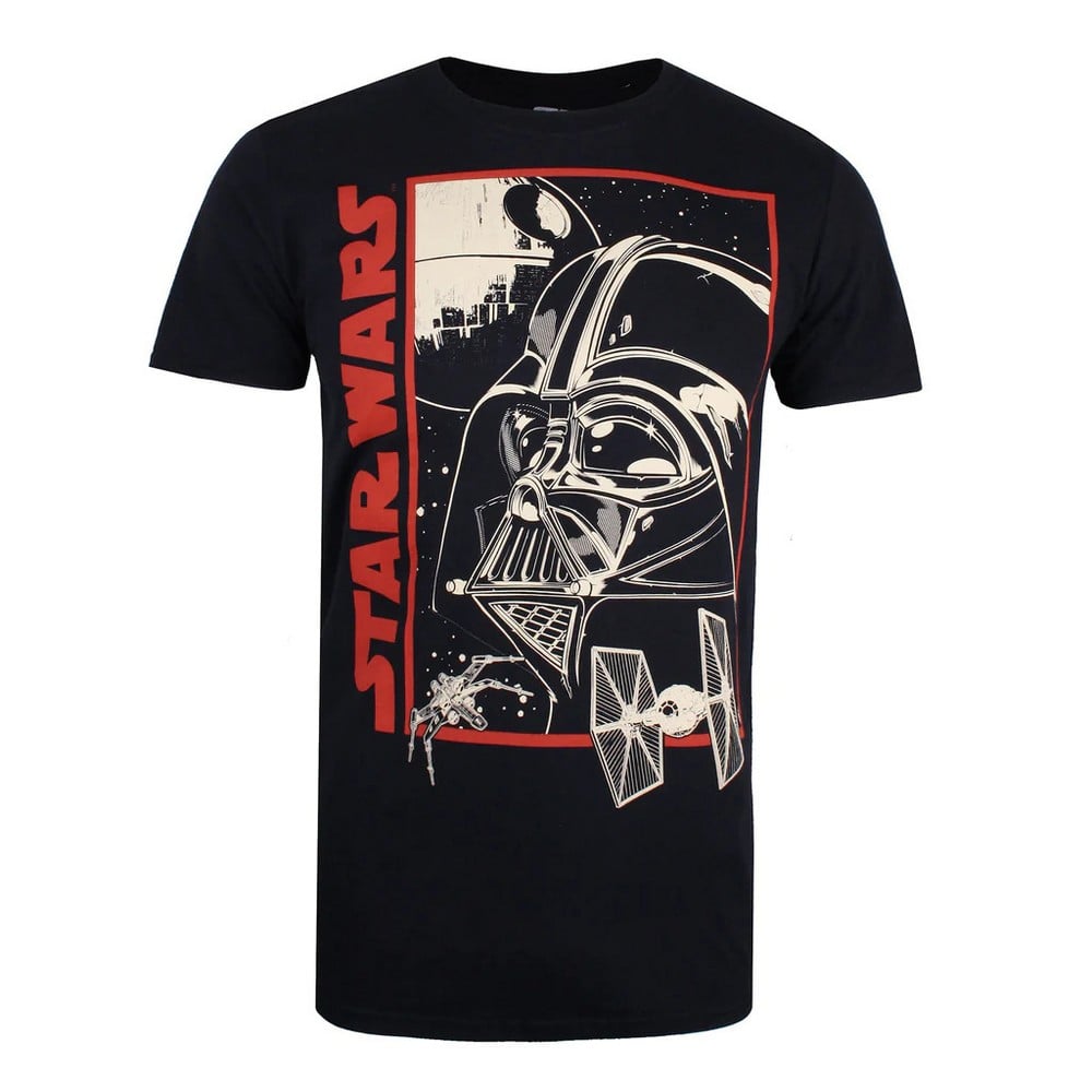 Star Wars Mens Darth Vader Poster T-Shirt (Black/Red/Cream)