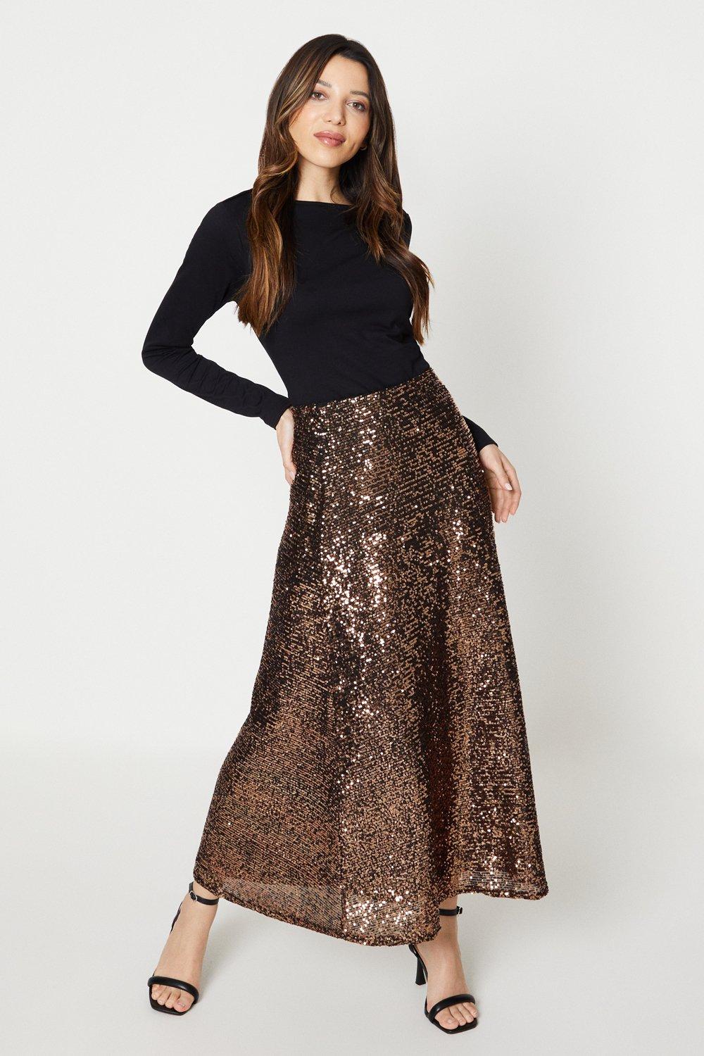 Sequin Midi Skirt