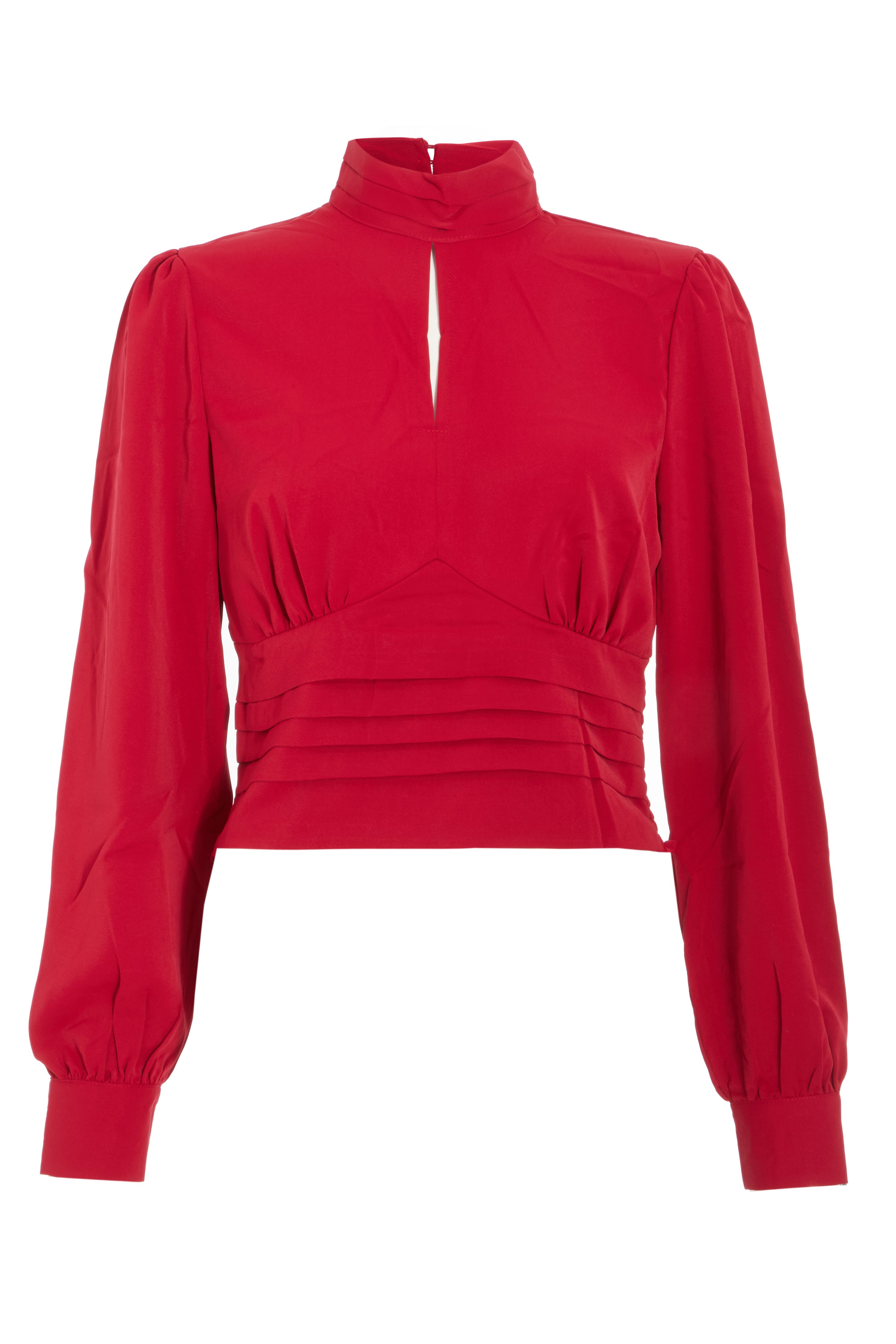 Berry Turtle Neck Keyhole Crop Top