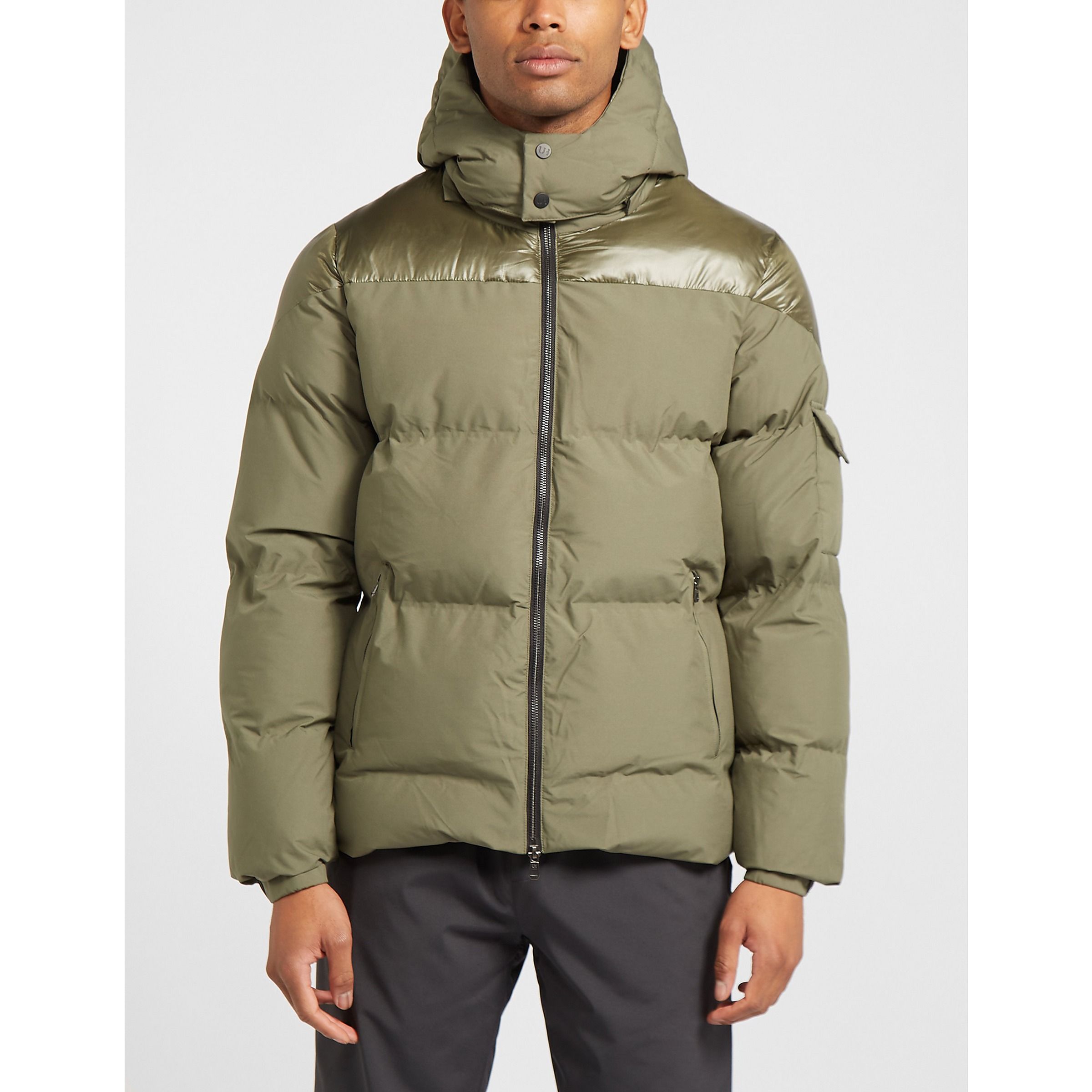 Men's Unlike Humans Short Puffer Jacket in olive