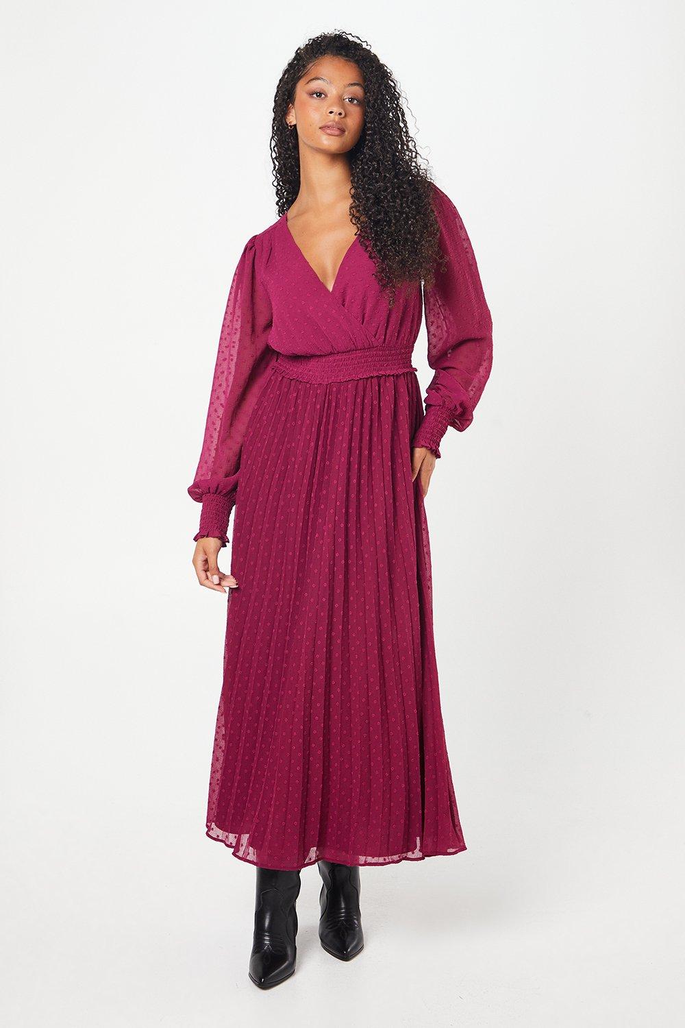 Tall Dobby Chiffon Wrap Midi Dress
