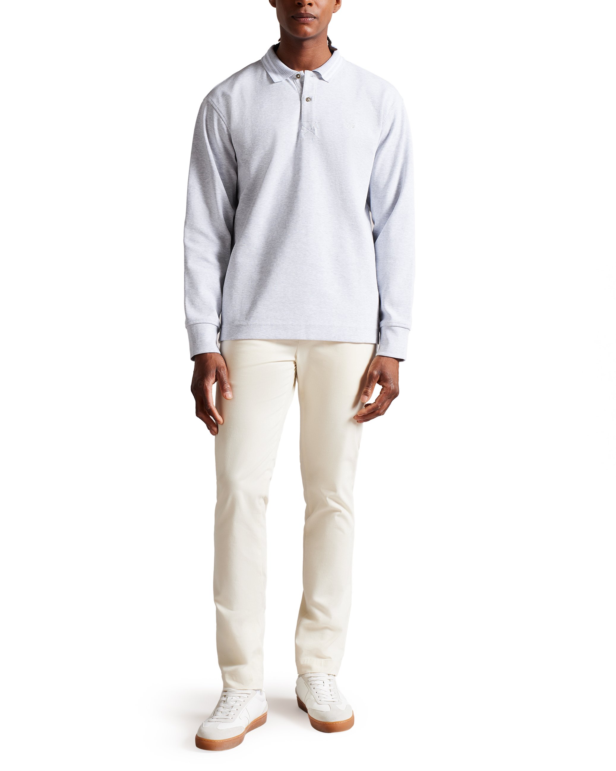 Ted Baker Jermyn Long-Sleeved Rugby Polo, Grey Marl