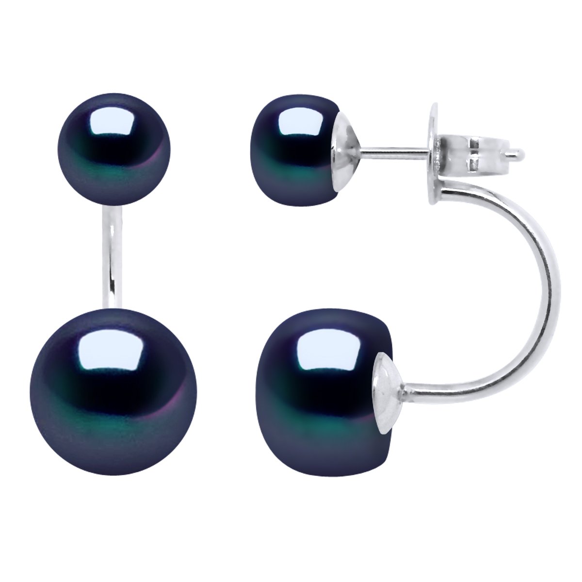 Earrings Freshwater Pearl DUO Black 6 and 9 mm 925