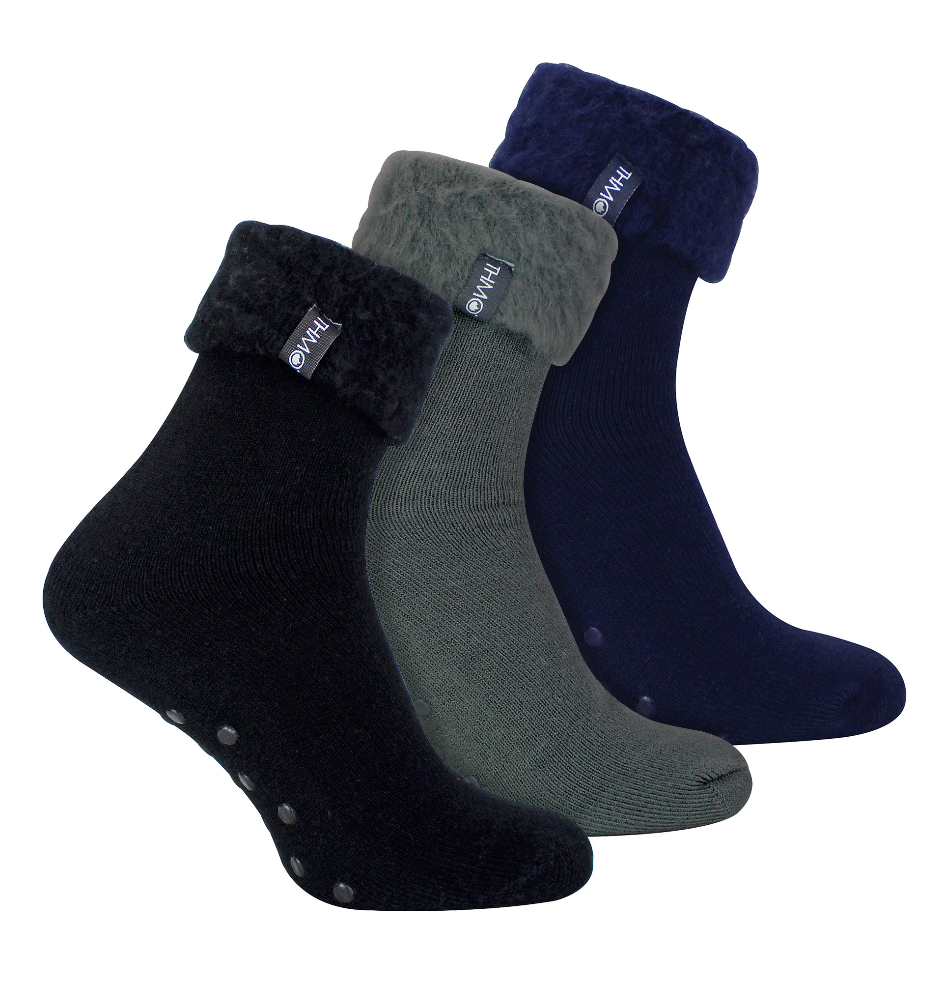 3 Pack Mens Bed Socks with Grips | THMO | Cosy Thermal Slipper Lounge ...