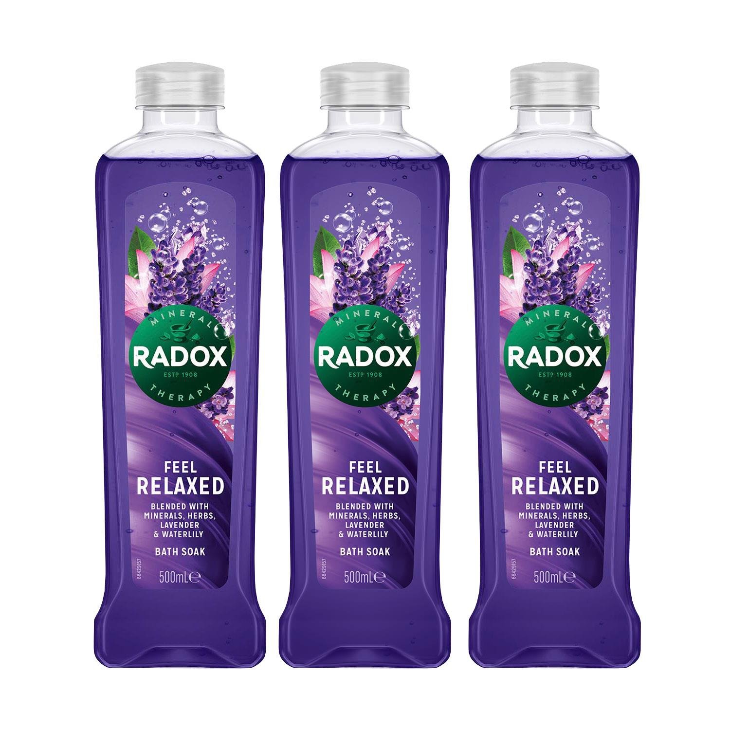 Radox 100% Nature Inspired Fragrance Bath Soak, Feel Relaxed, 500ml, 3 Pack