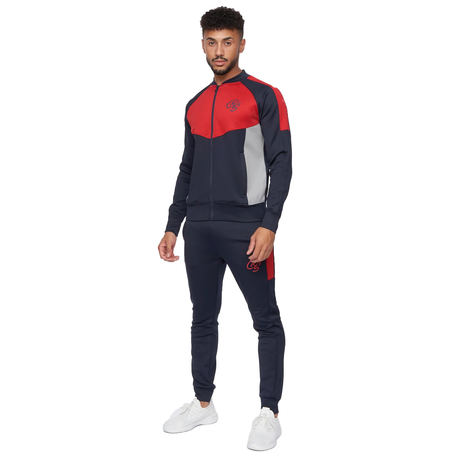 Crosshatch Mens Daxton Tracksuit (Navy/Red)