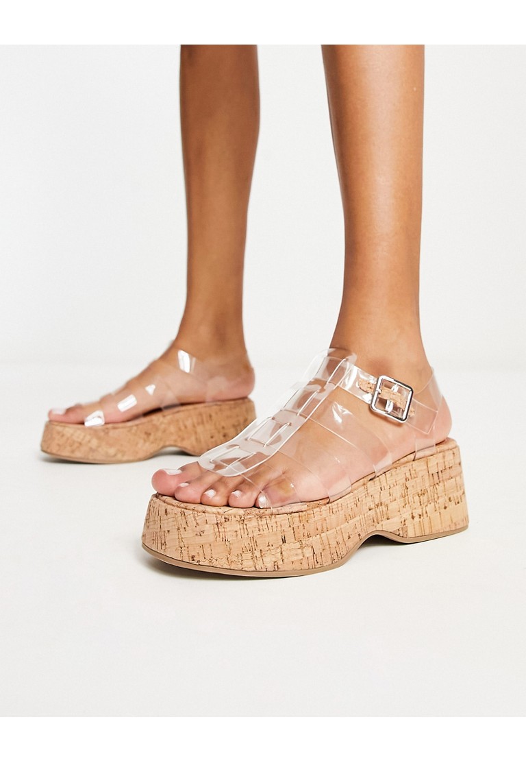 ASOS DESIGN Terra fisherman flatform sandals in clear