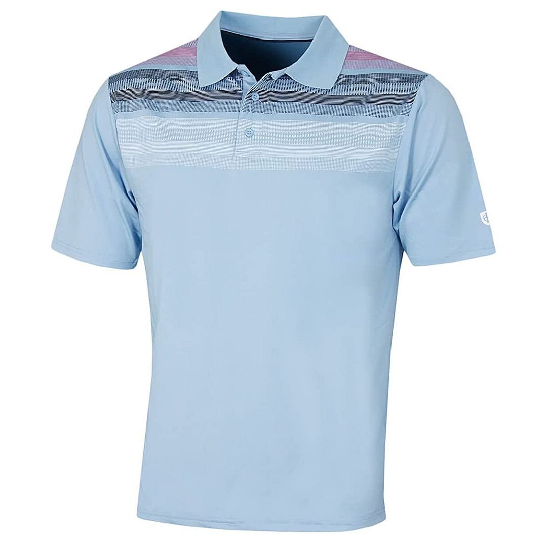 Island Green Matrix Print Mens Blue Golf Polo Shirt