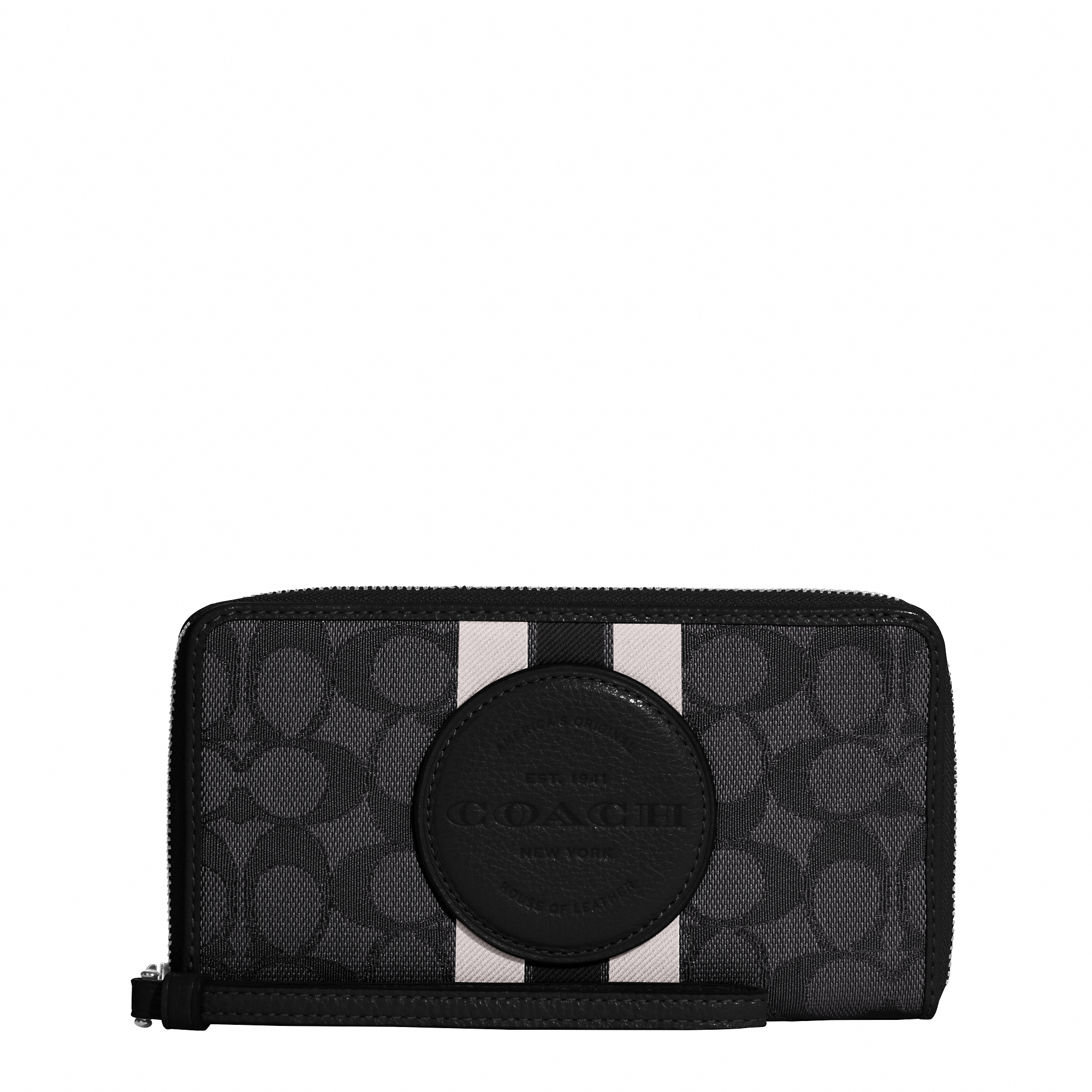 Signature Striped Jacquard with Patch Dempsey Large Phone Wallet