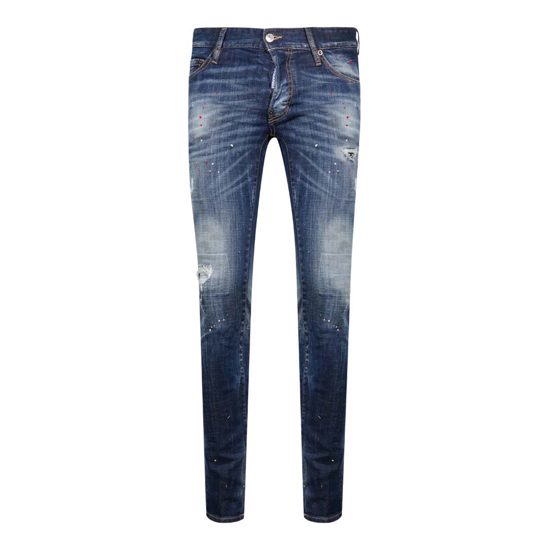 DSQUARED2 Slim Jean Destroyed Bros Paint Splash Jeans