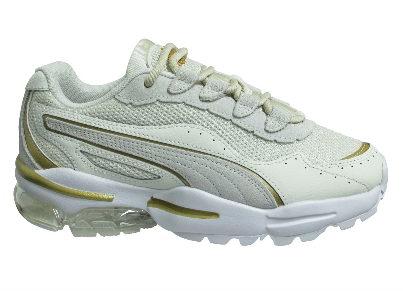 Puma CELL Stellar Soft White Leather Low Lace Up Womens Trainers 370948 02