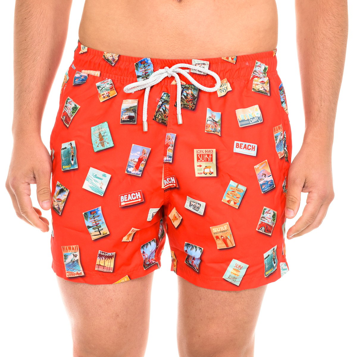 Men's swimsuit with drawstring and mesh lining JFSS20SW18-POSTERSRED ...