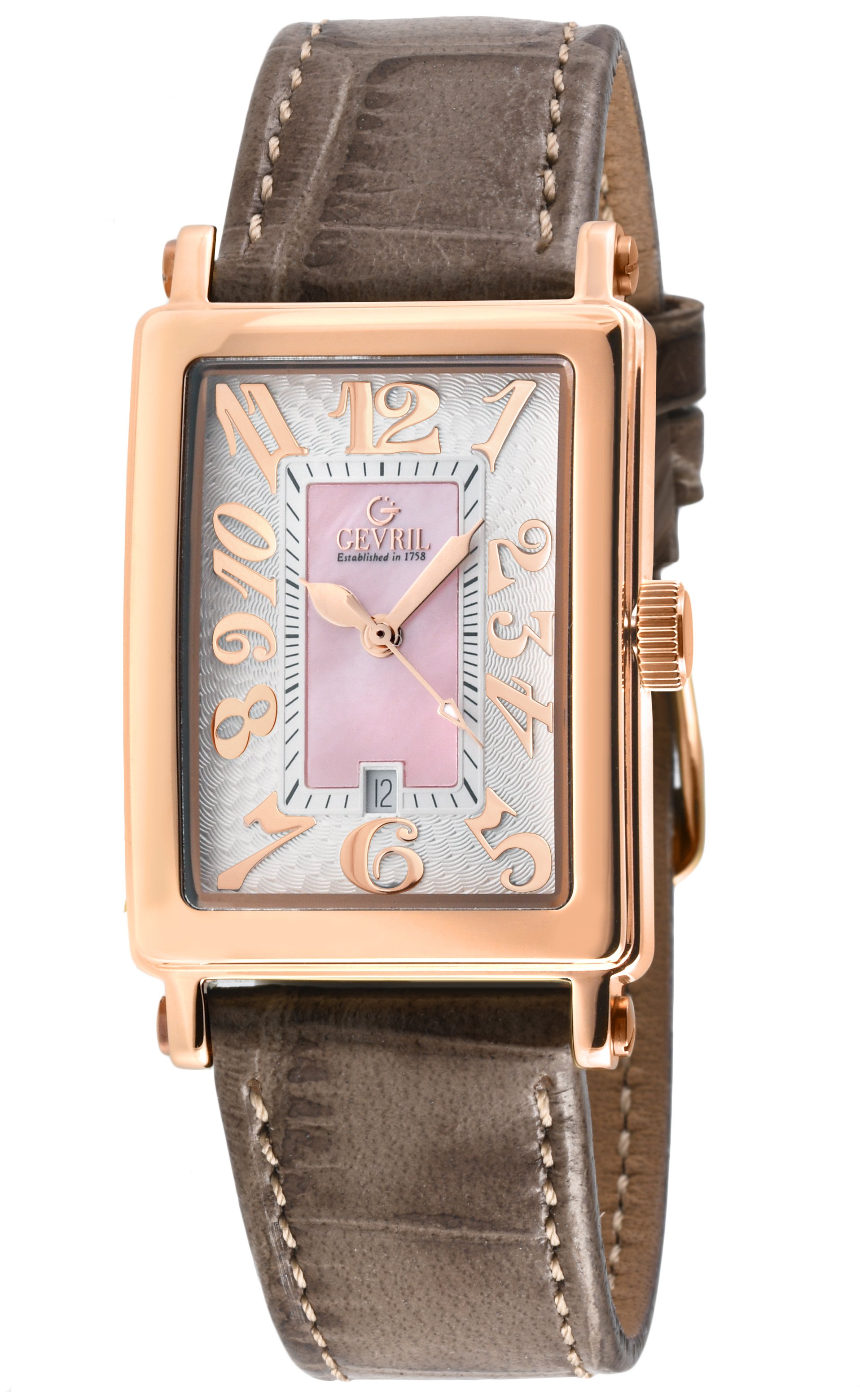 Gevril Ave of Americas Mini Women's Swiss Quartz Pink MOP Dial Genuine ...
