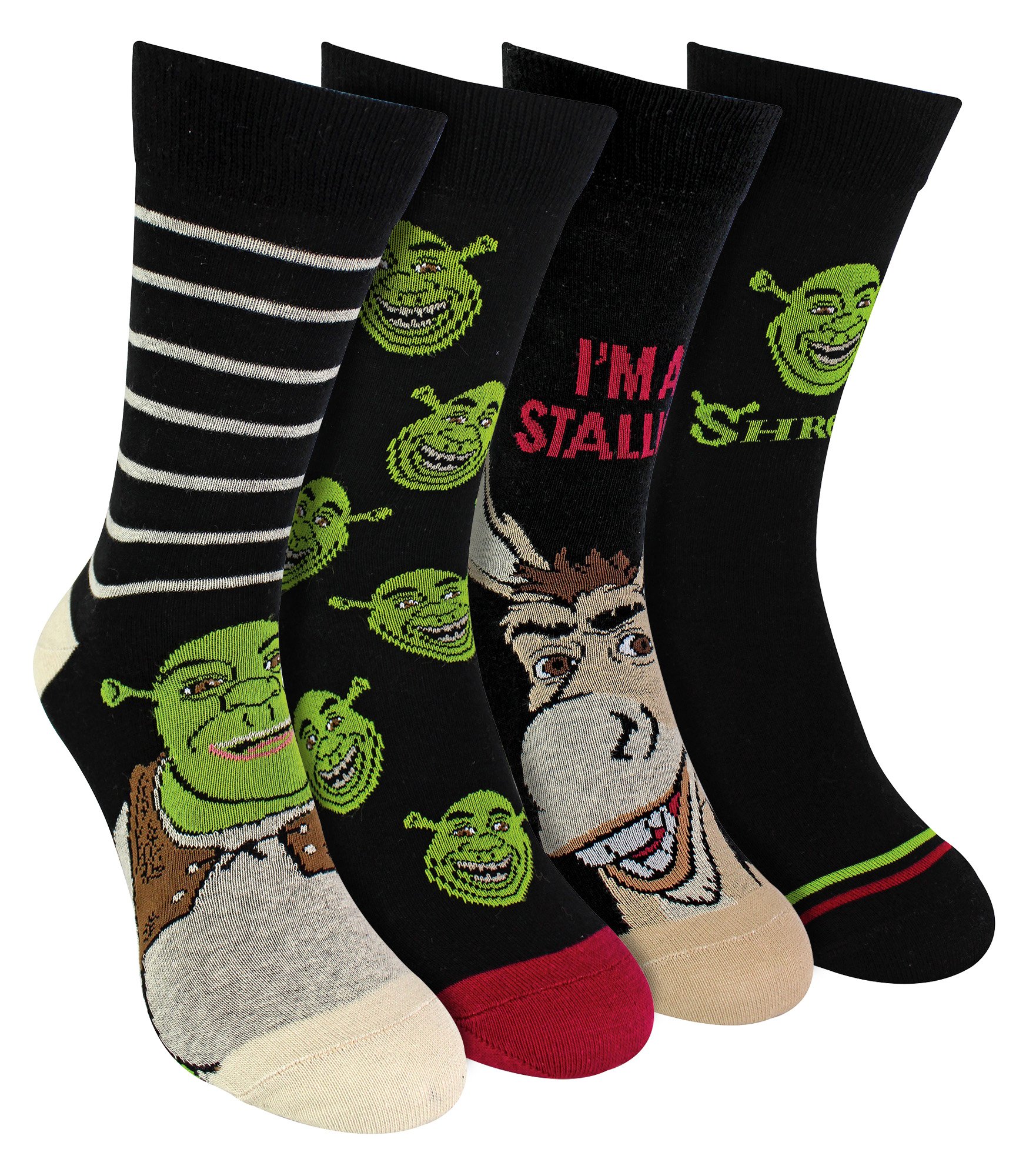 4 Pairs Multipack Mens Shrek Socks | Breathable Fun Novelty Donkey ...