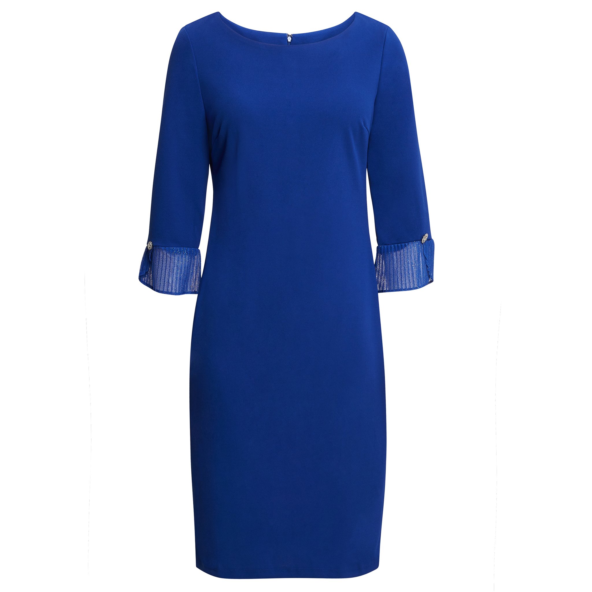 Kerry Short Sheath Dress With Illusion Pleated Sleeve Detail