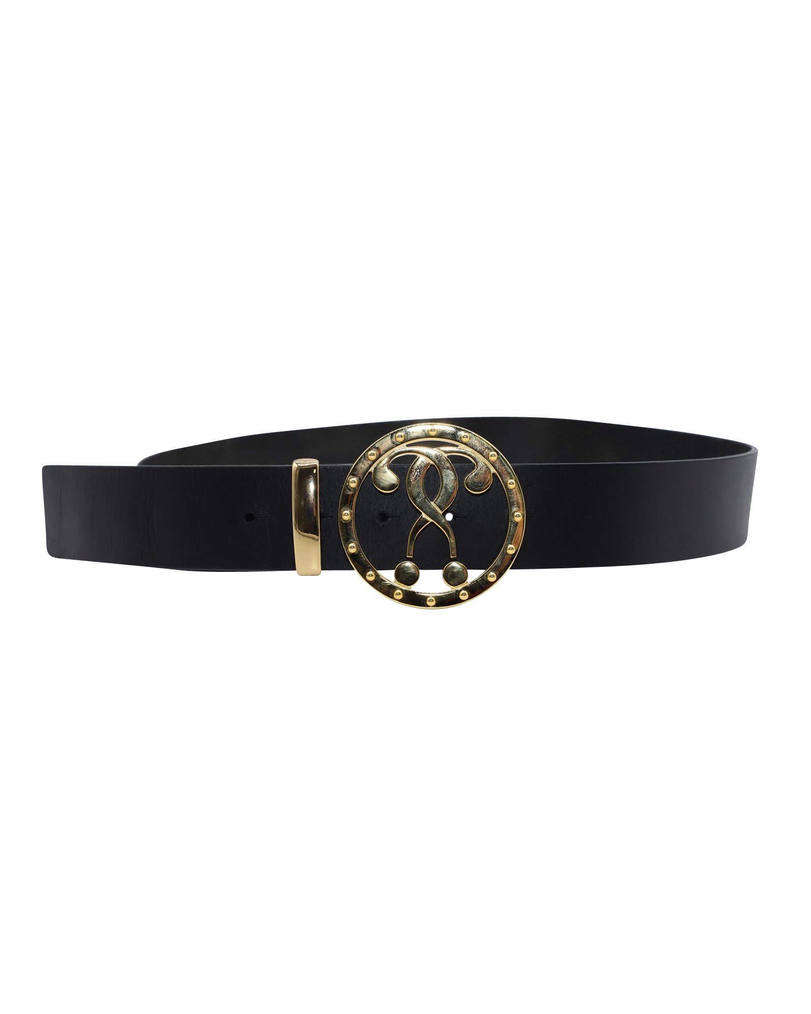 Moschino Double Question Mark Belt in Black Leather