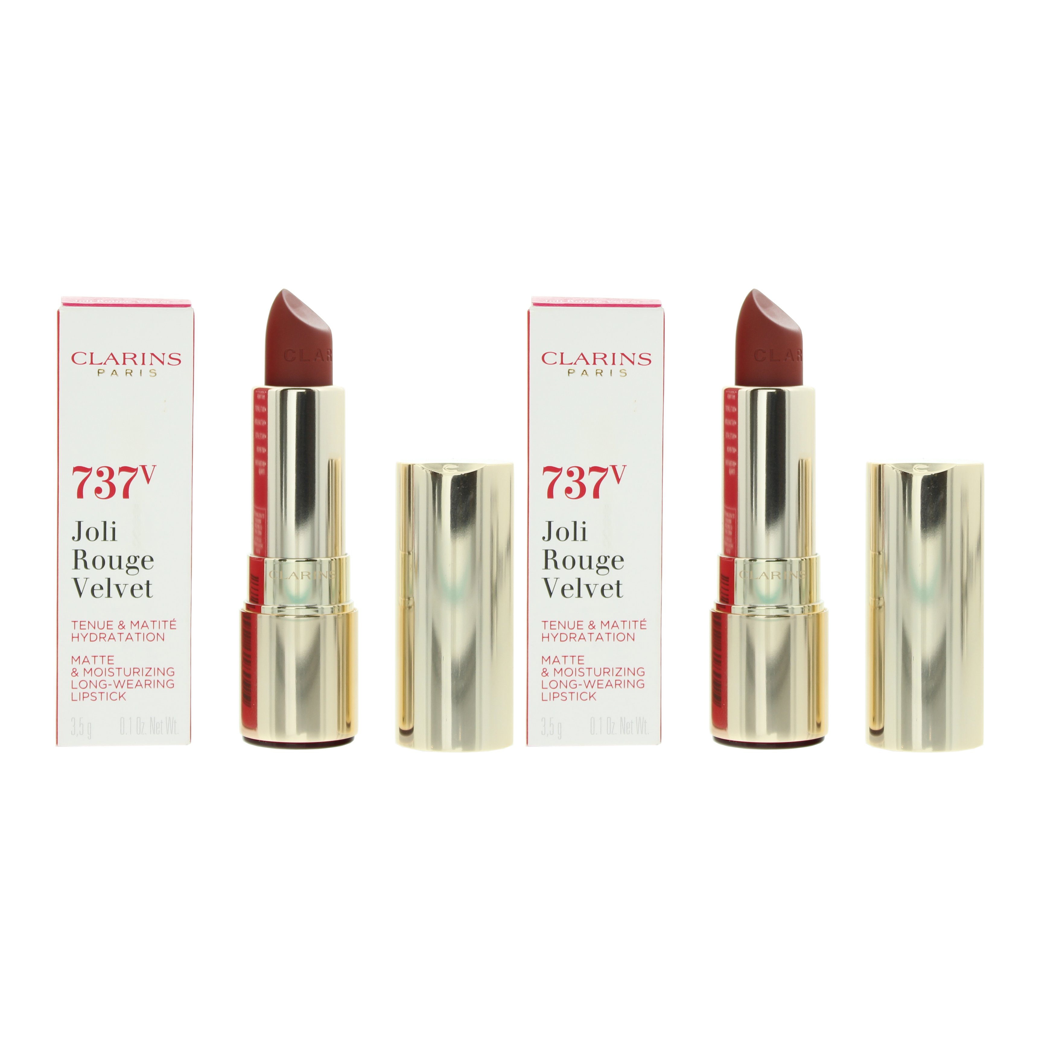 Clarins Joli Rouge Velvet Matte & Moisturizing Lipstick 3.5g Spicy Cinnamon X 2