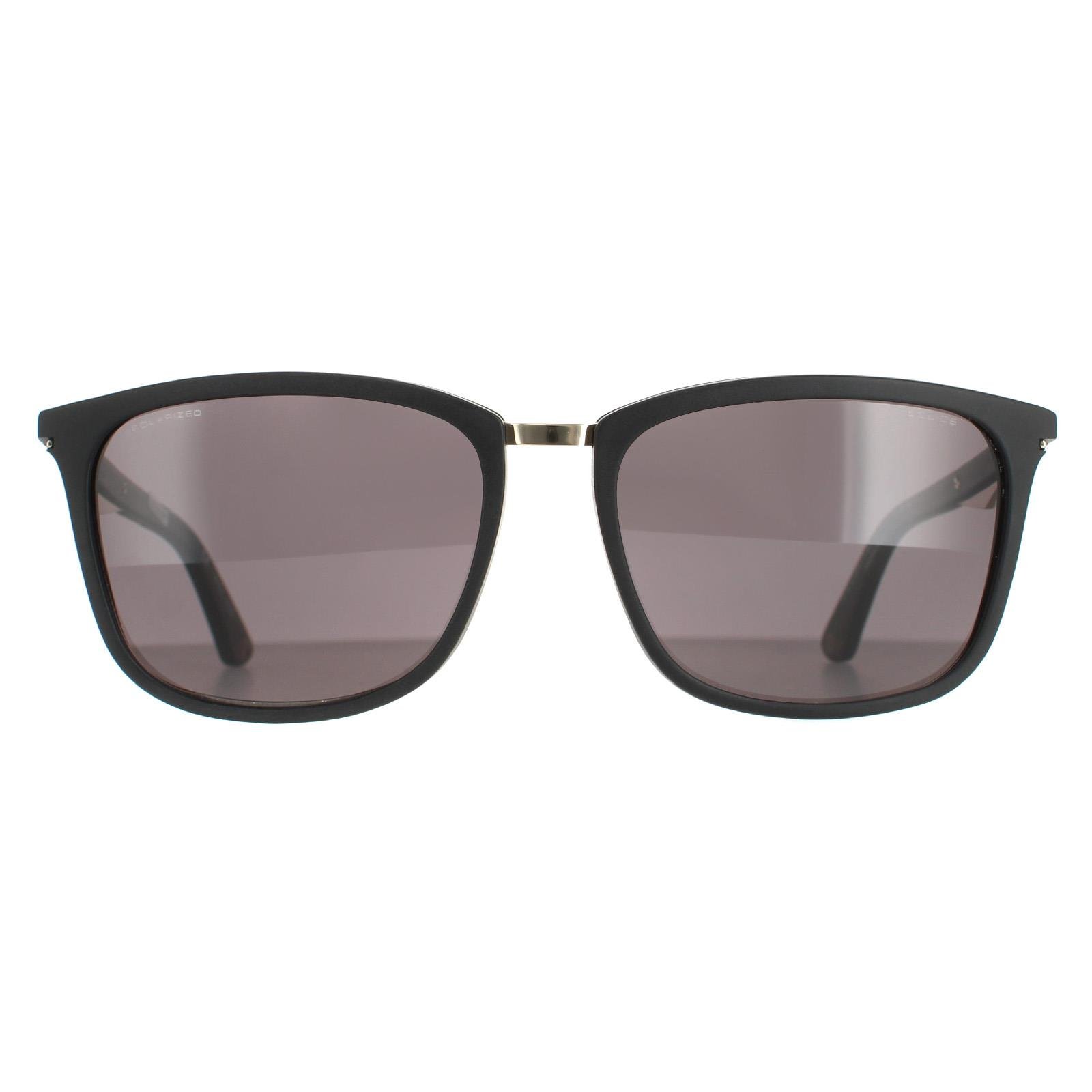 Police Rectangle Mens Matte Black Grey Polarized SPL579 Blackbird 10