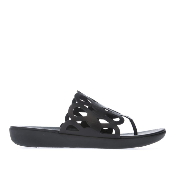 Fit Flop Elodie teenslippers met gevlochten bandjes voor dames, zwart