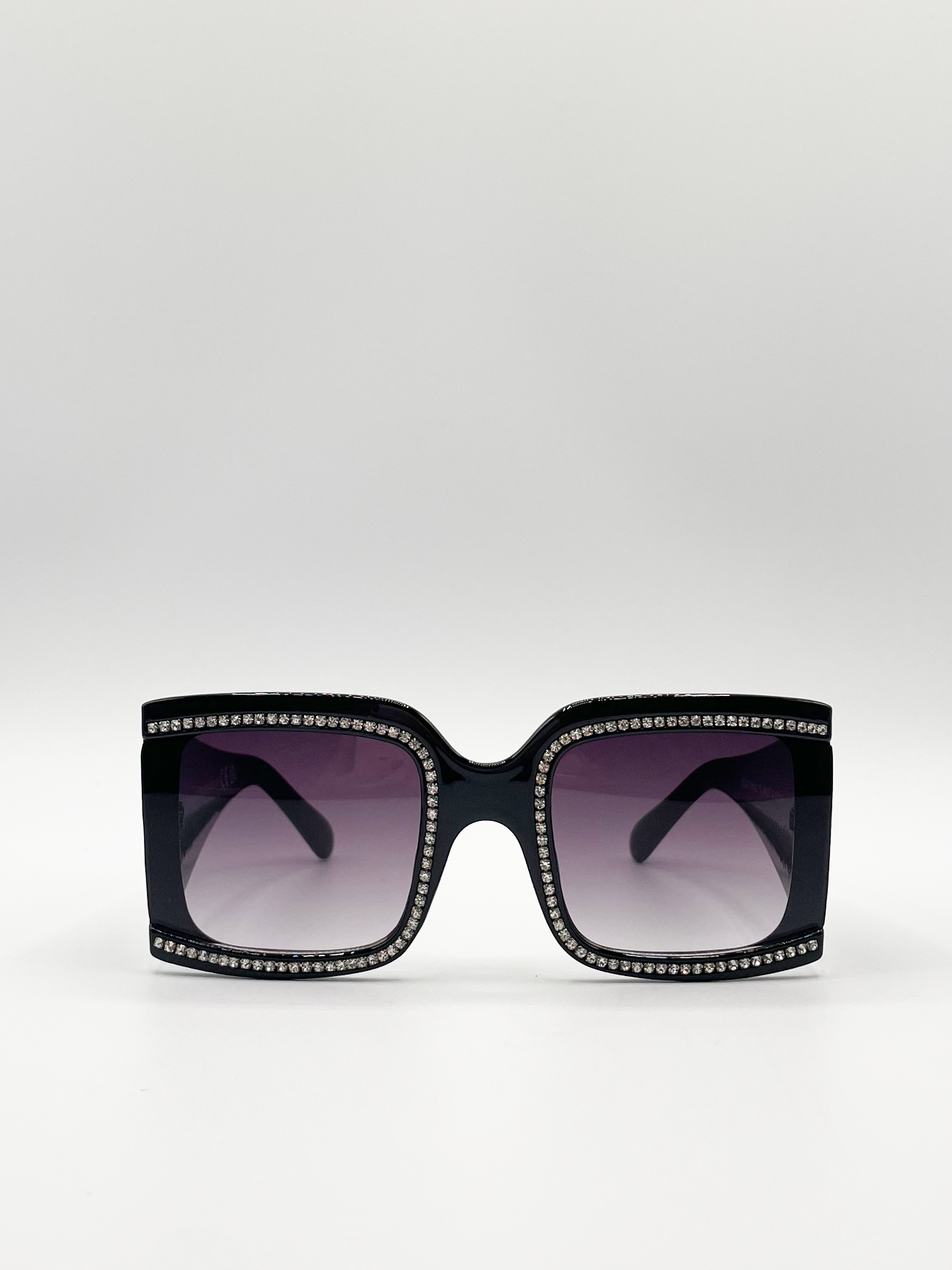 Oversized Square Sunglasses with Diamonte Detail