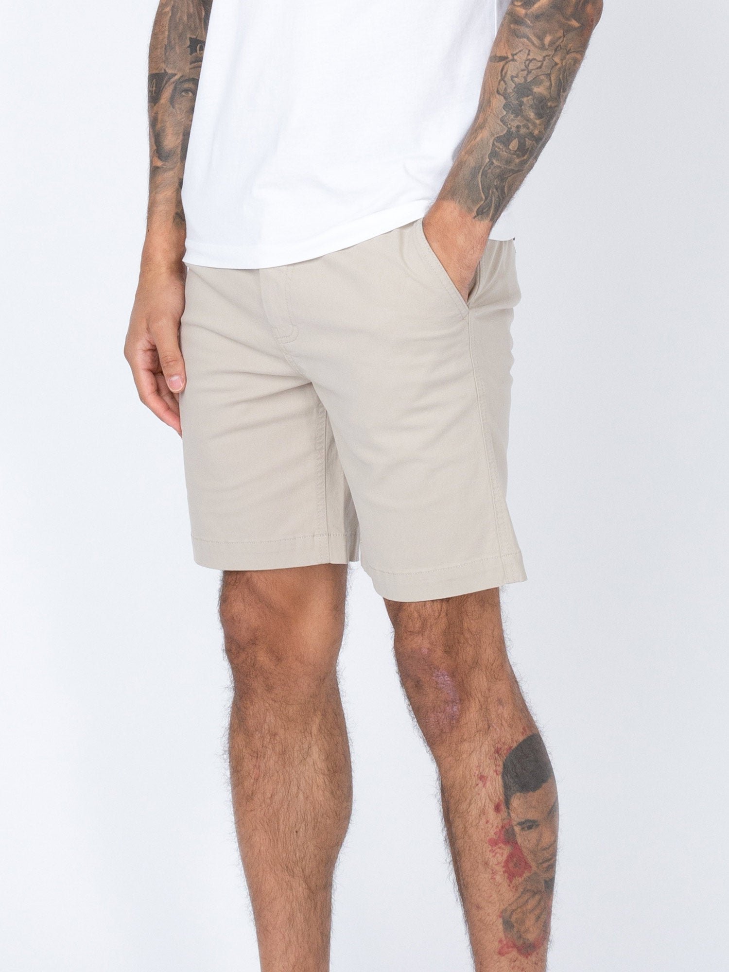 Luke 1977 Men's New Corbit Chino Shorts in Stone