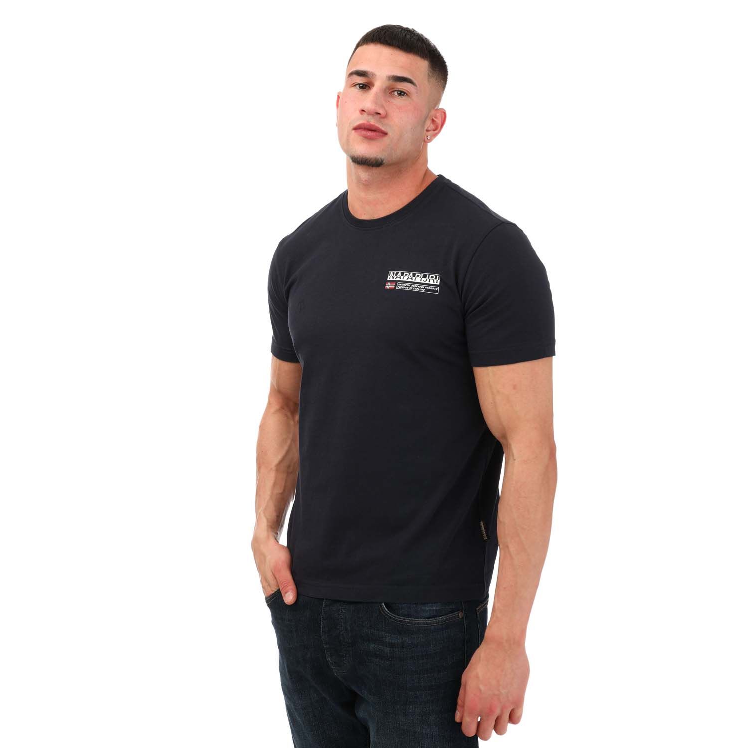 Men's Napapijri Kasba Logo Crew T-Shirt in Navy