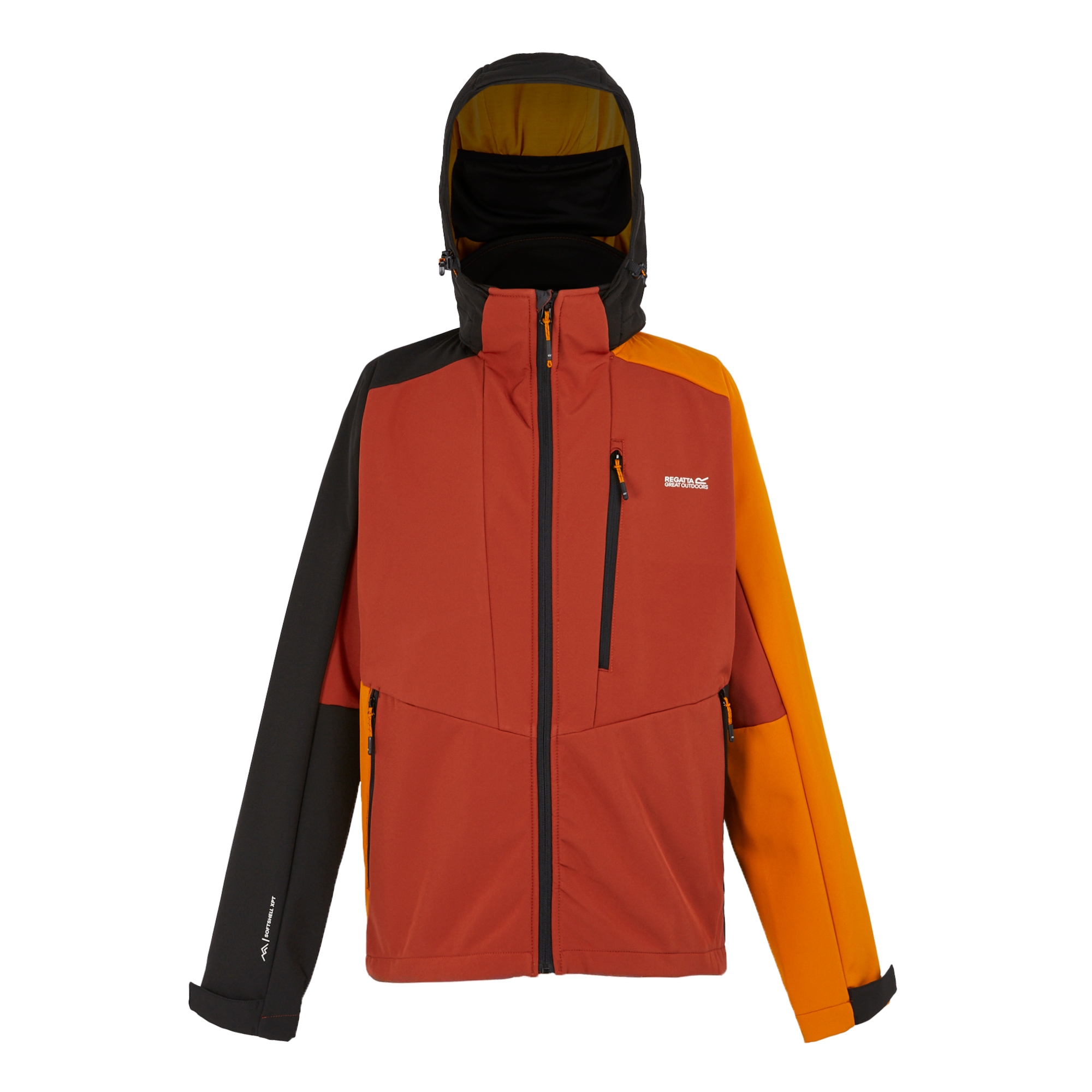 Regatta Mens Hewitts X Colour Block Soft Shell Jacket (Red Ochre/Black)
