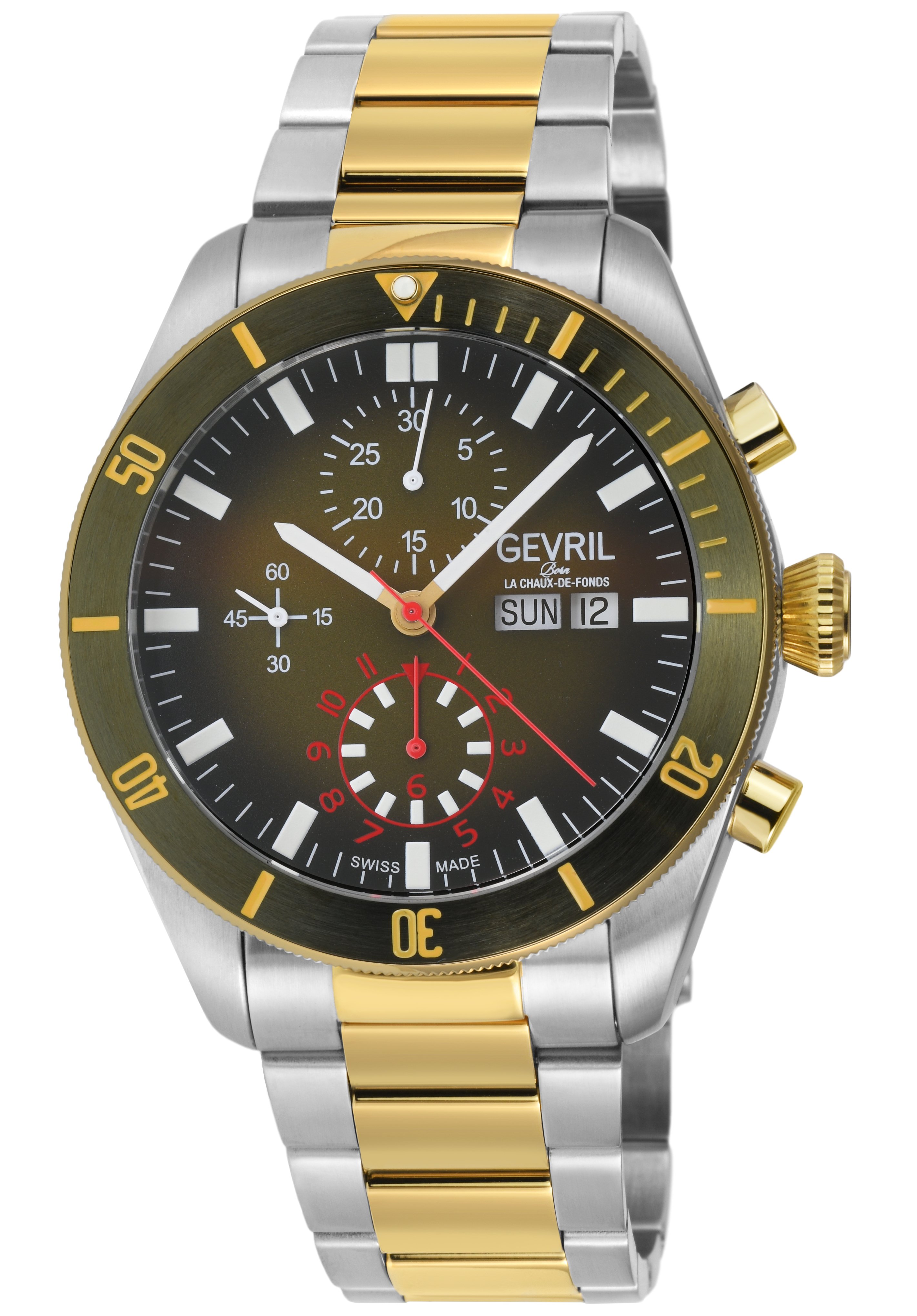 Gevril Yorkville Chronograph Stainless Steel Swiss Automatic ETA 7750 Watch