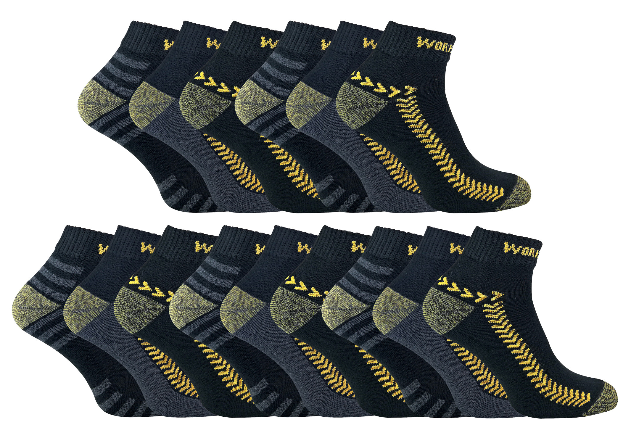15 Pair Multipack Mens Ankle Socks | Low Cut Short Work Socks - 15 Pairs