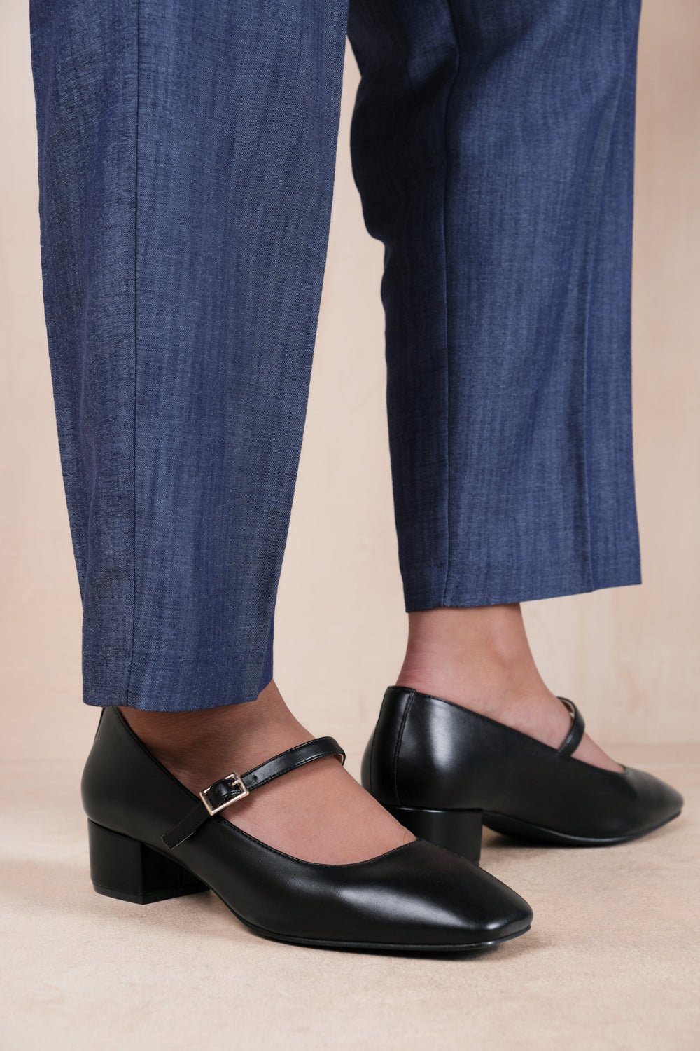 Wheres That From Womens 'Oslo' Low Block Heel With Strap And Square Toe