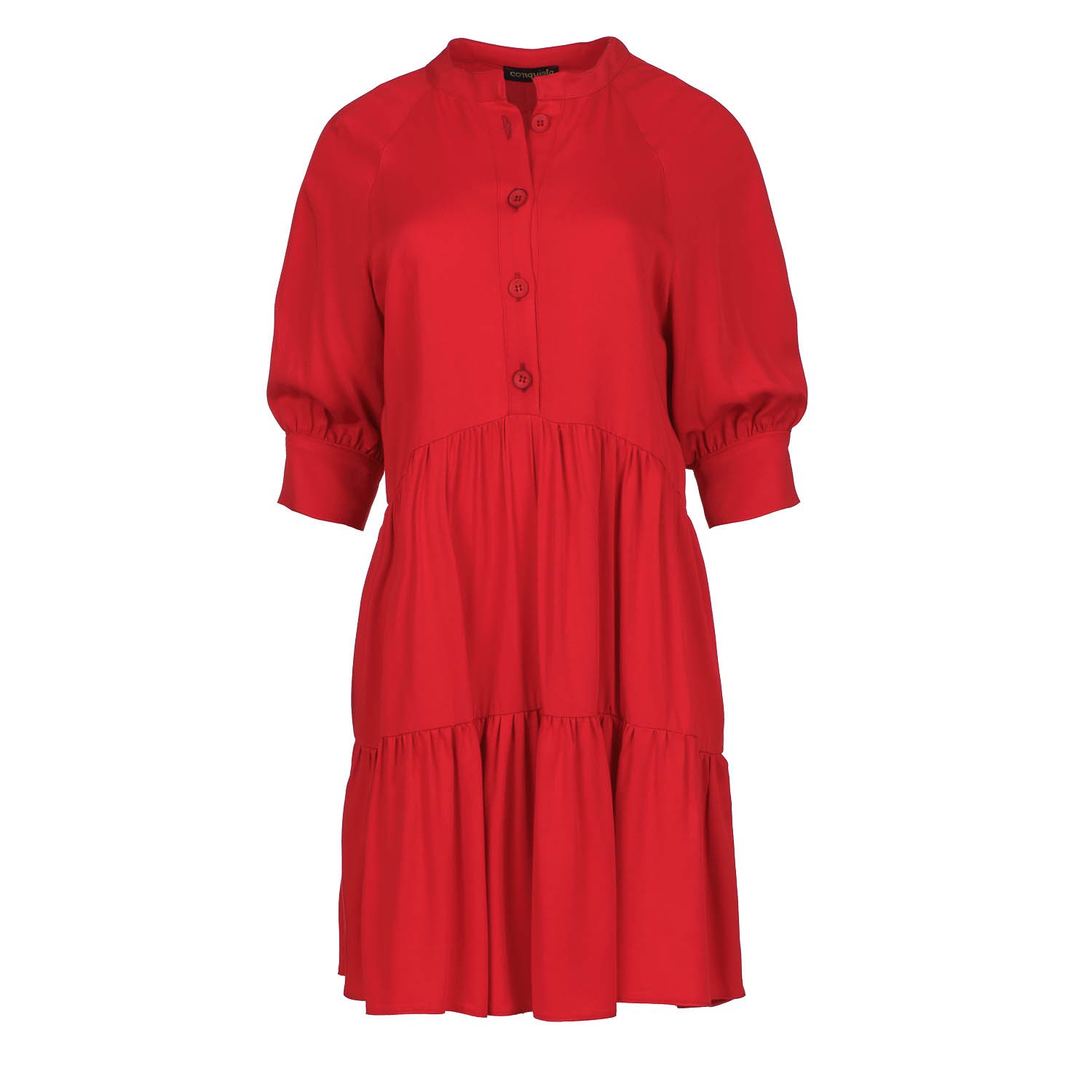 Lockeres rotes Rüschenkleid
