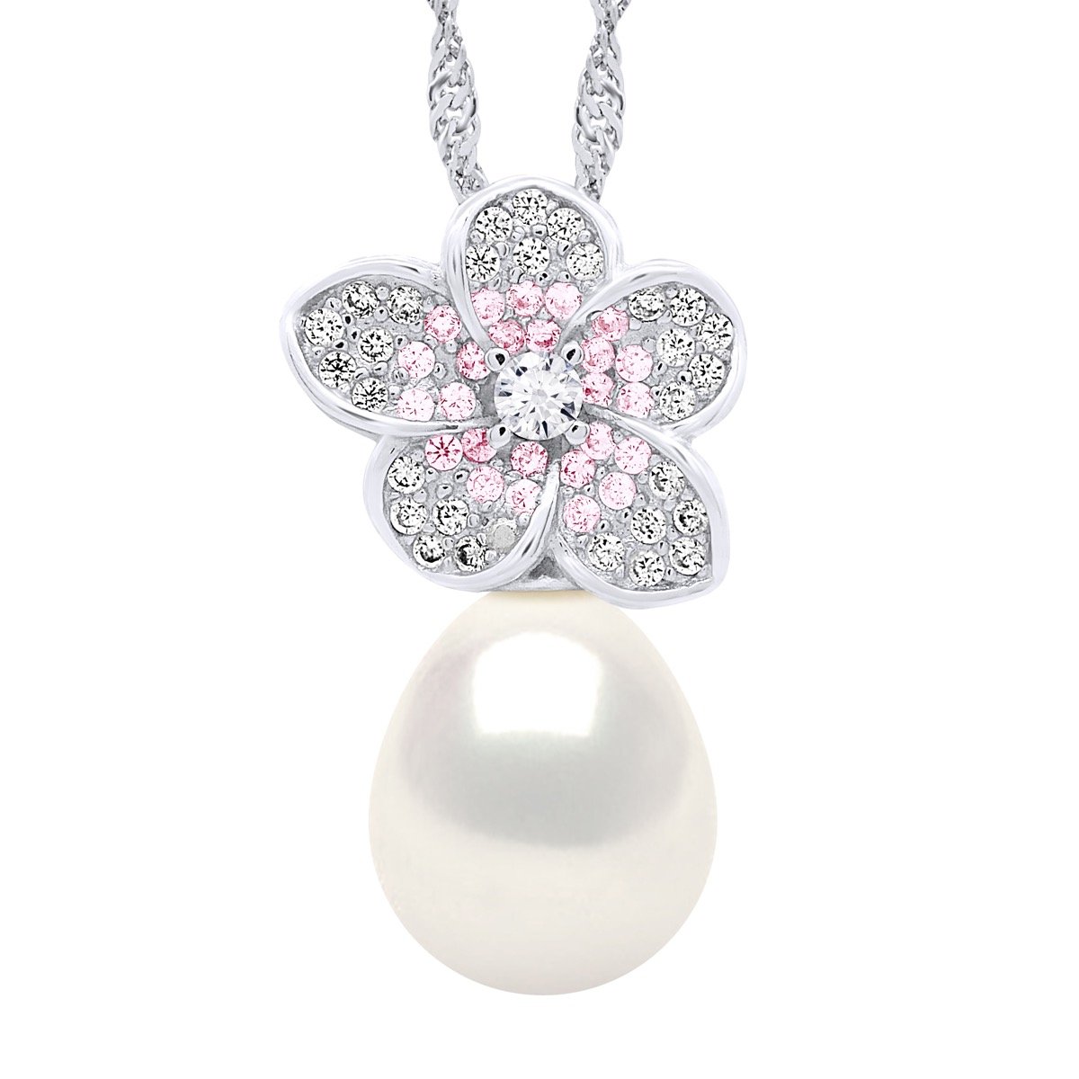 Necklace - Real Cultured Freshwater Pearl Pear 9-10 mm