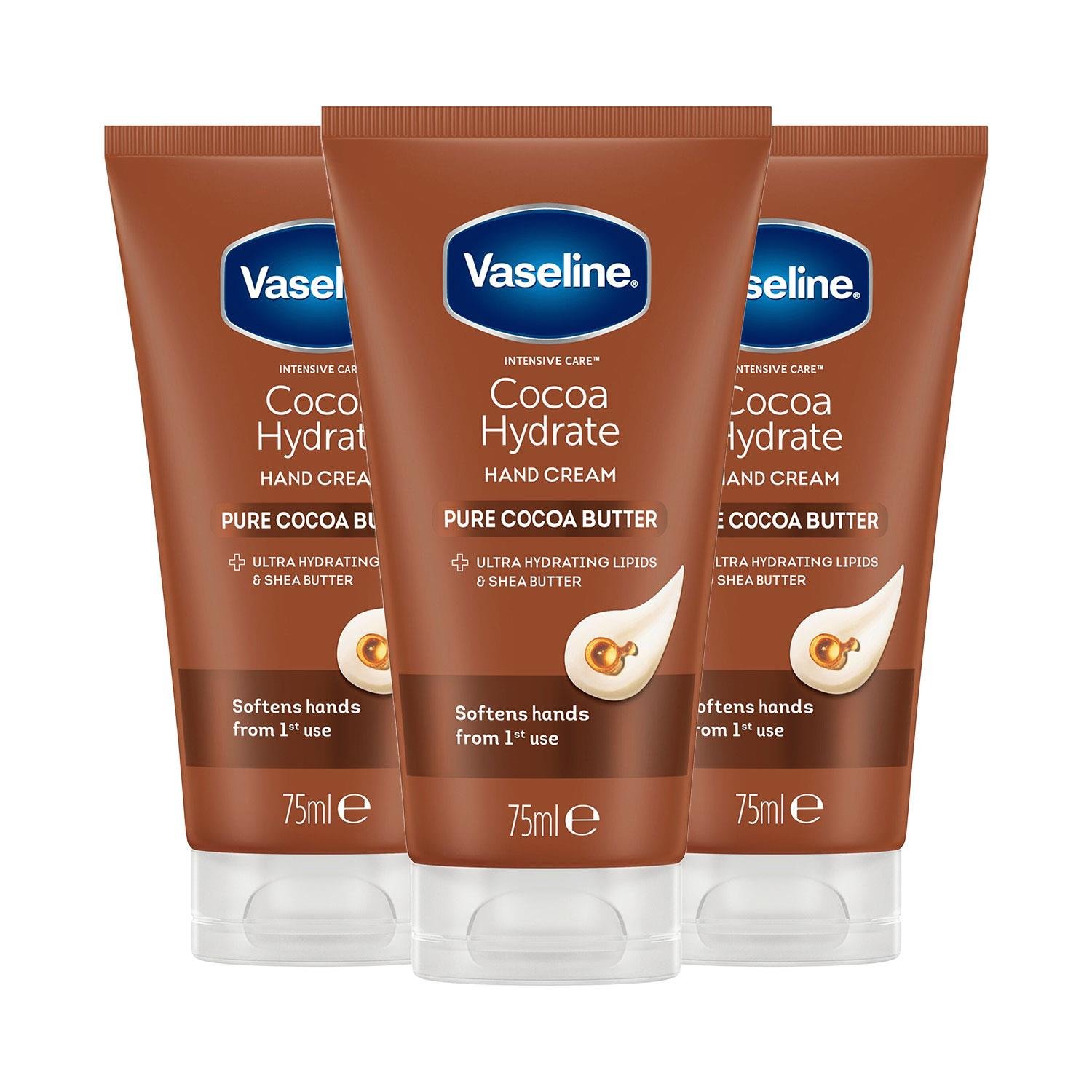 Vaseline Hand Cream Pure Cocoa Butter Hydrate 75ml, 3 Pack