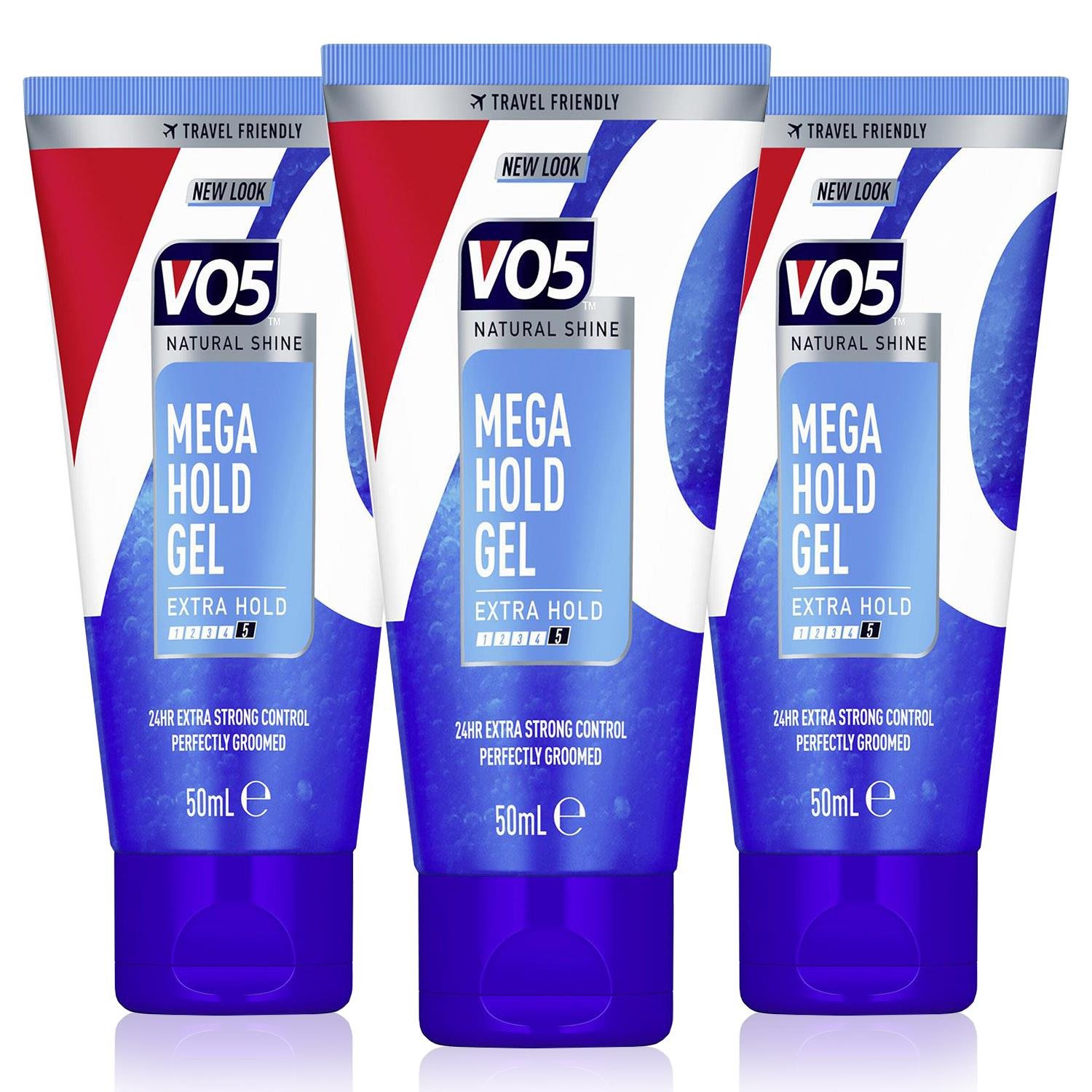 VO5 Mega Hold 24hr Extra Control Travel-Friendly Styling Gel 50ml Pack of 3