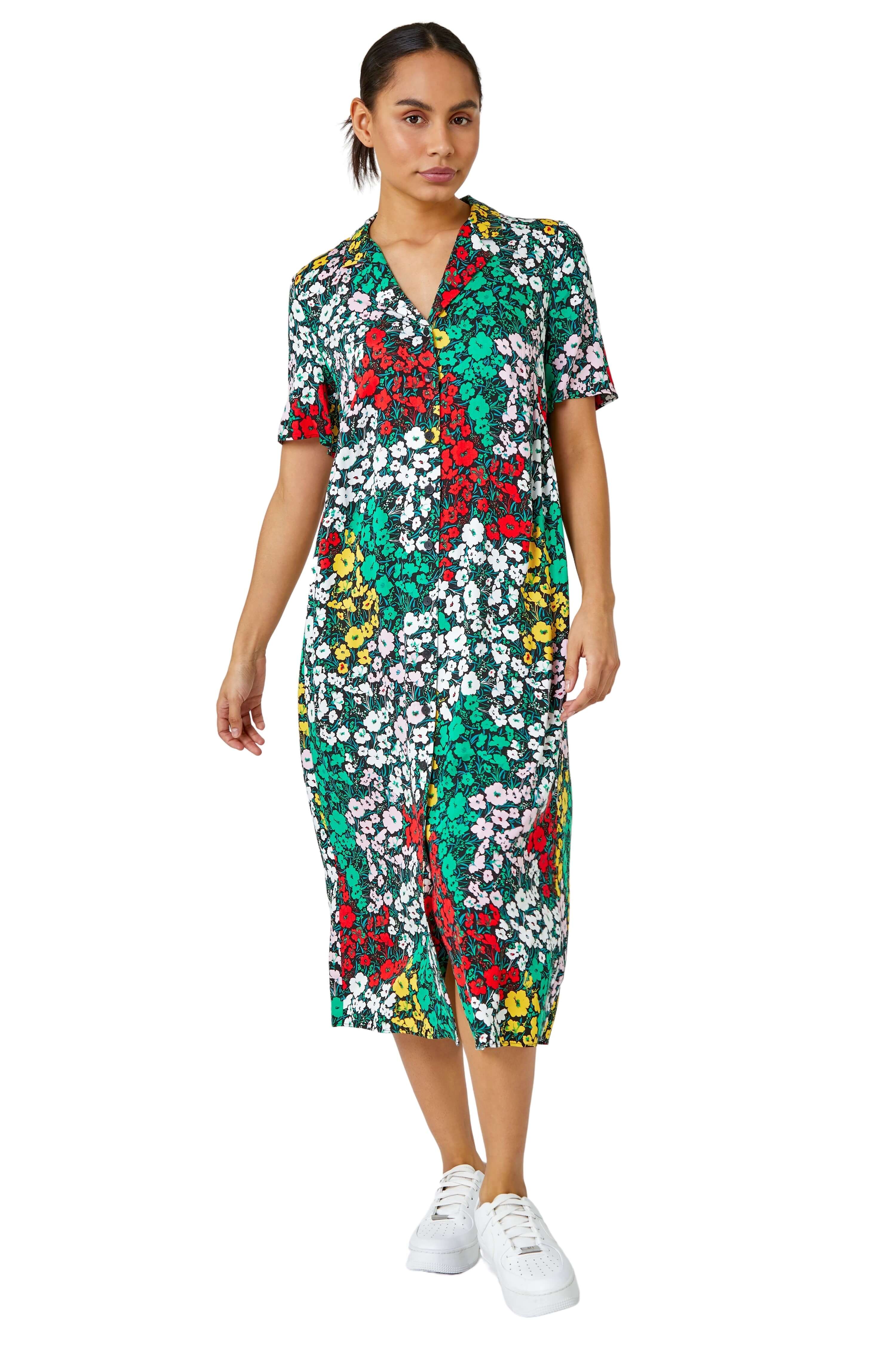 Ditsy Floral Midi Shirt Dress