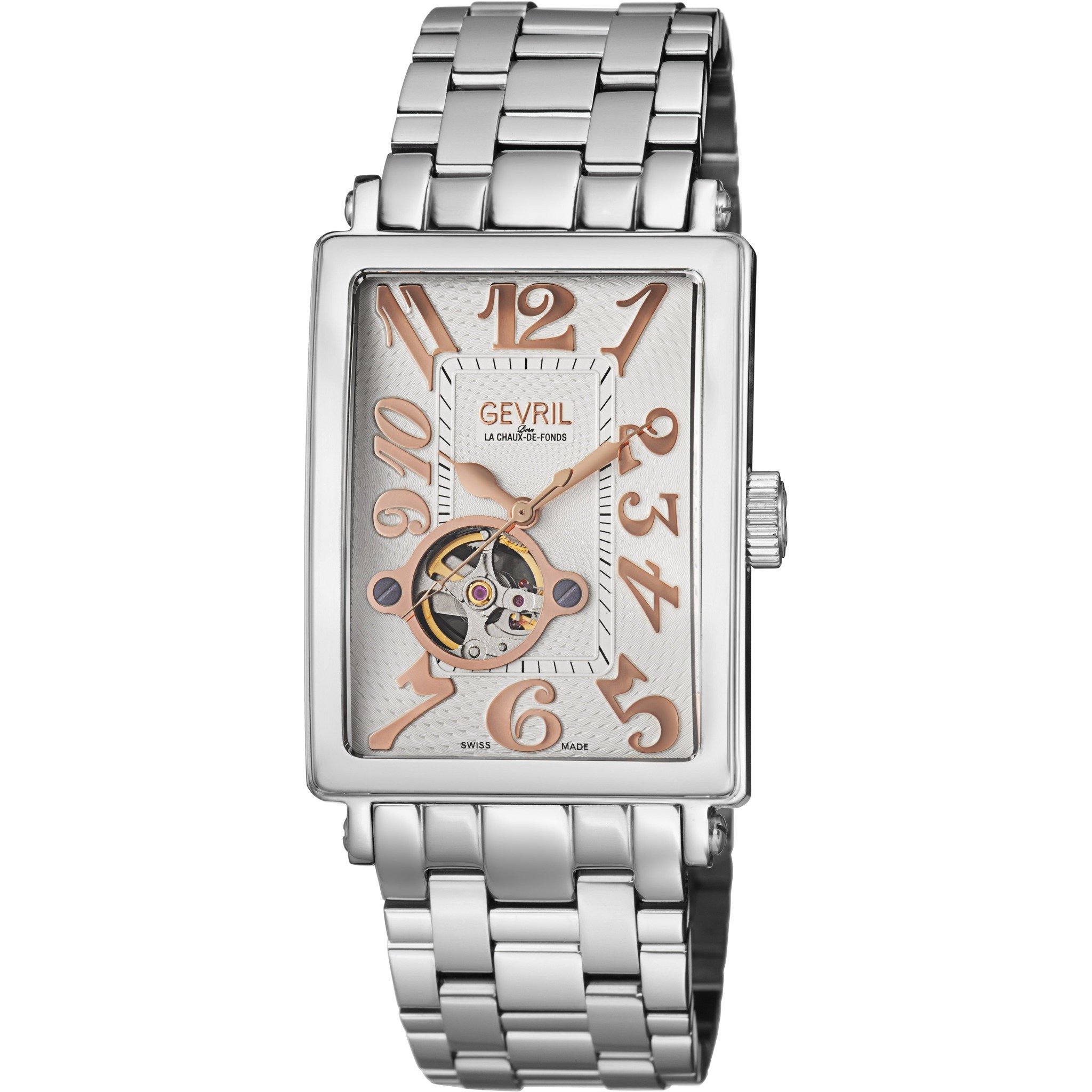 Gevril 5070B Avenue of Americas Open Heart Silver Dial IPRG Numerals ...