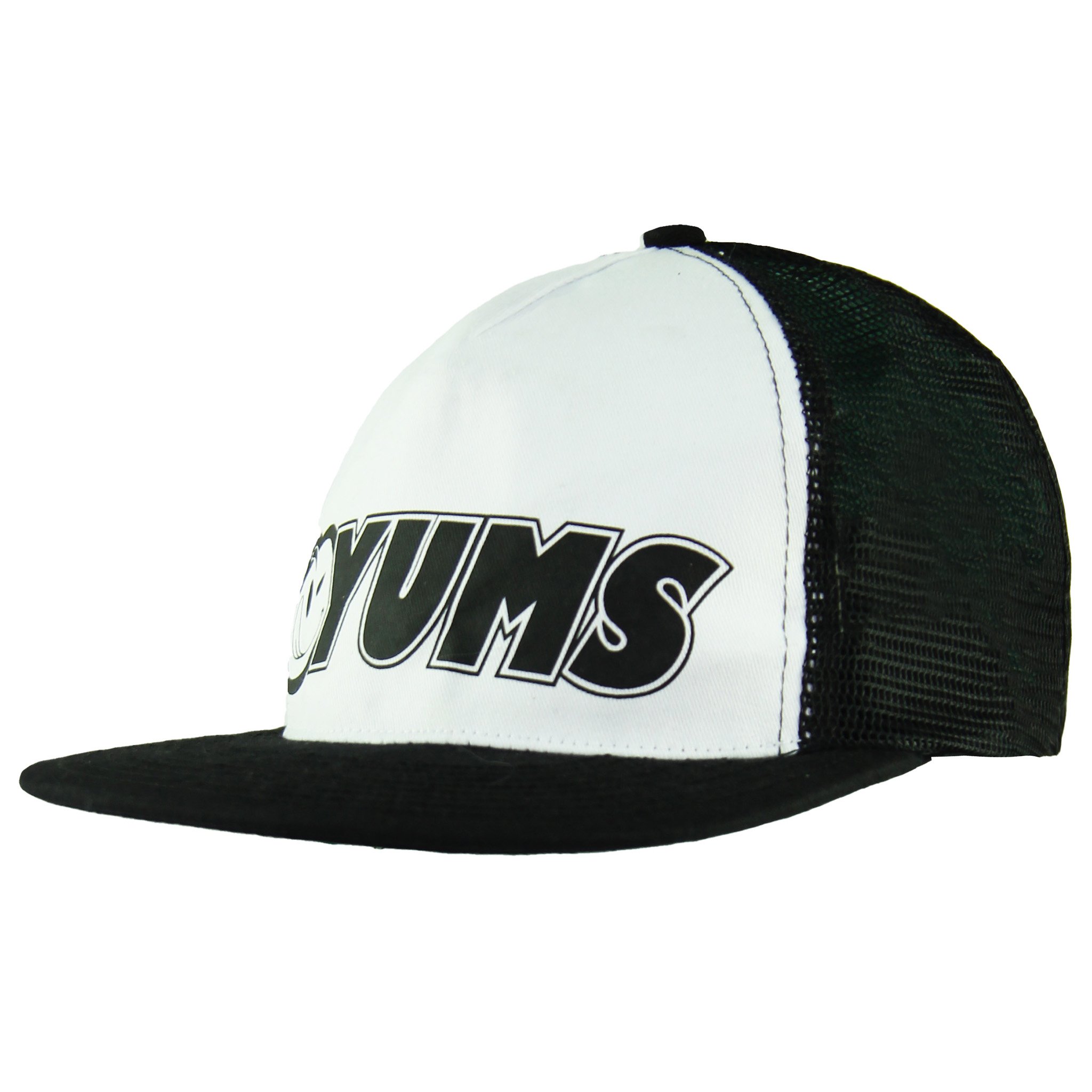 Yums Mesh Snapback Hat Adjustable Black White Logo Unisex Cap 200941 ...