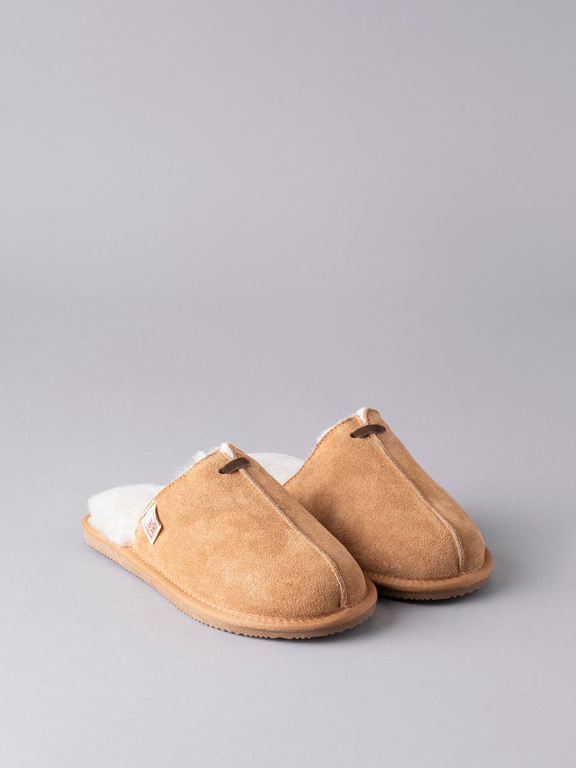 Ladies' Sheepskin Slippers Seam Sliders in Tan