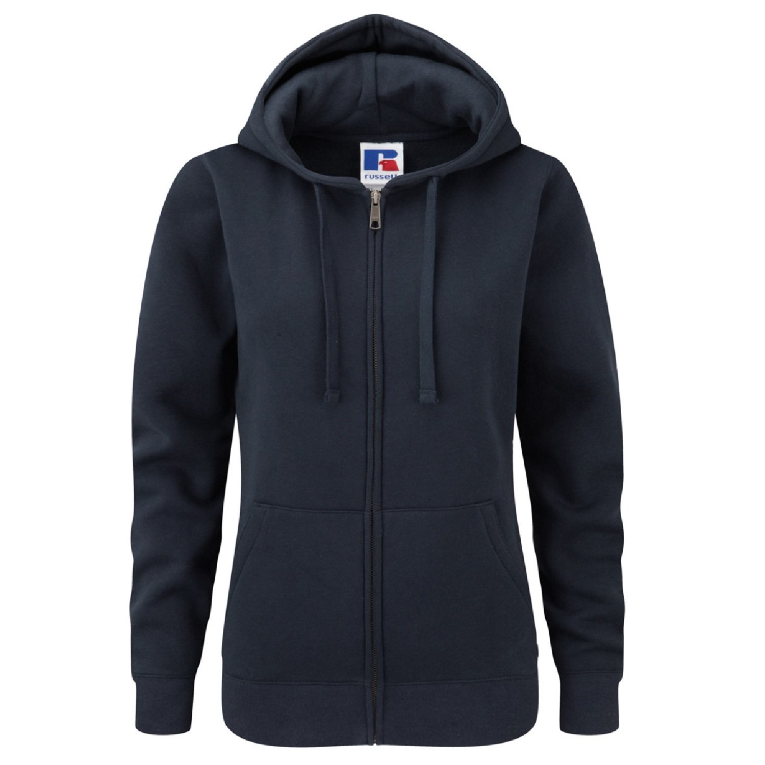 Russell Dames Premium Authentieke Hoodie met rits (3-laagse stof) (Franse marine)