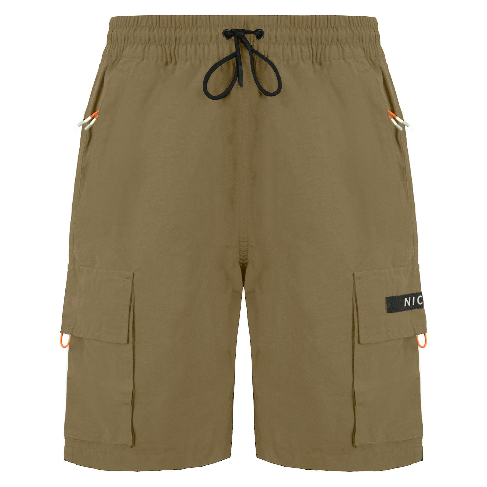 Nicce Stretch Waist Beige Mens Reflective Meru Cargo Shorts 211 1 06 05 ...