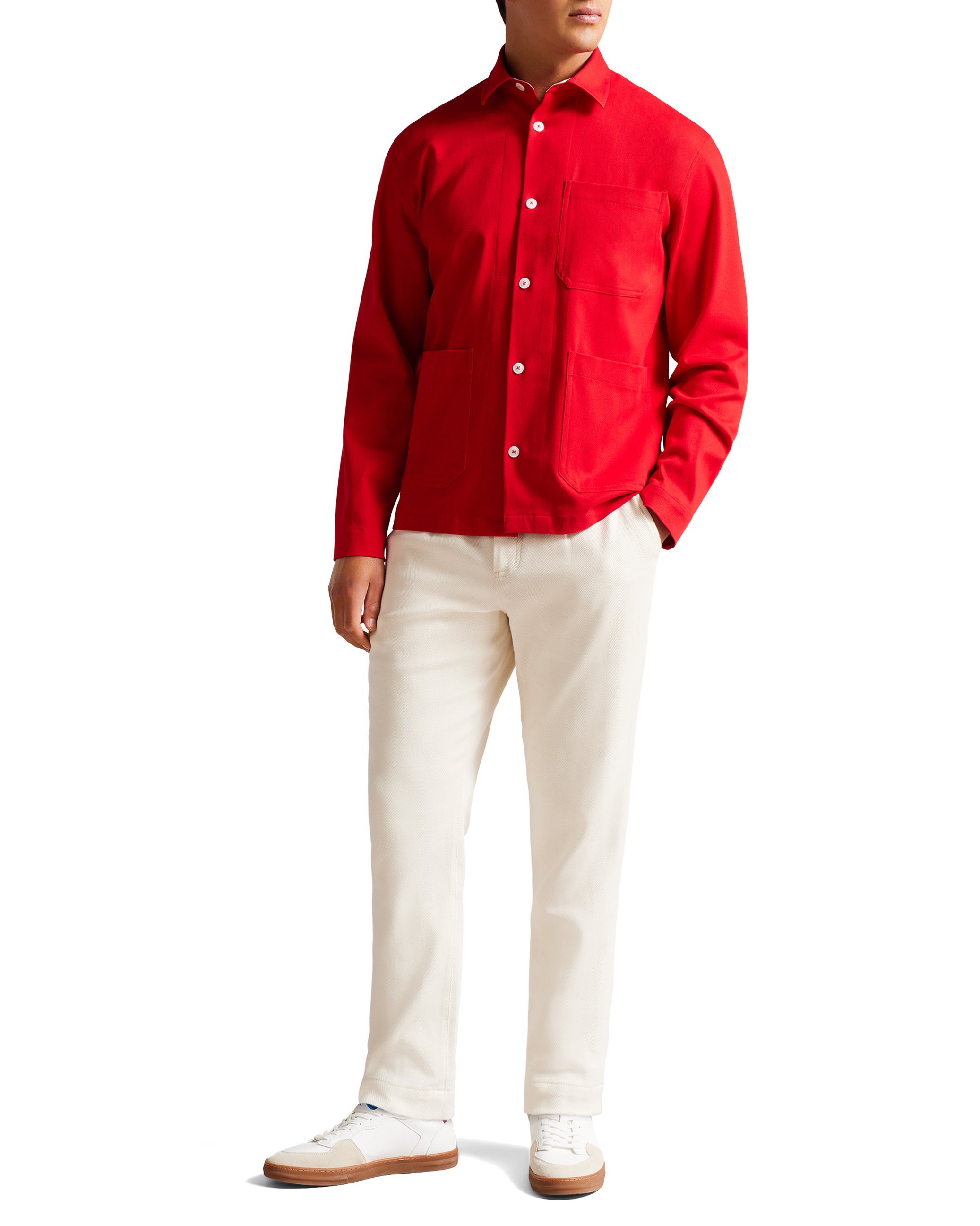 Ted Baker Arid Long-Sleeved Dropped Shoulder Shacket, Red