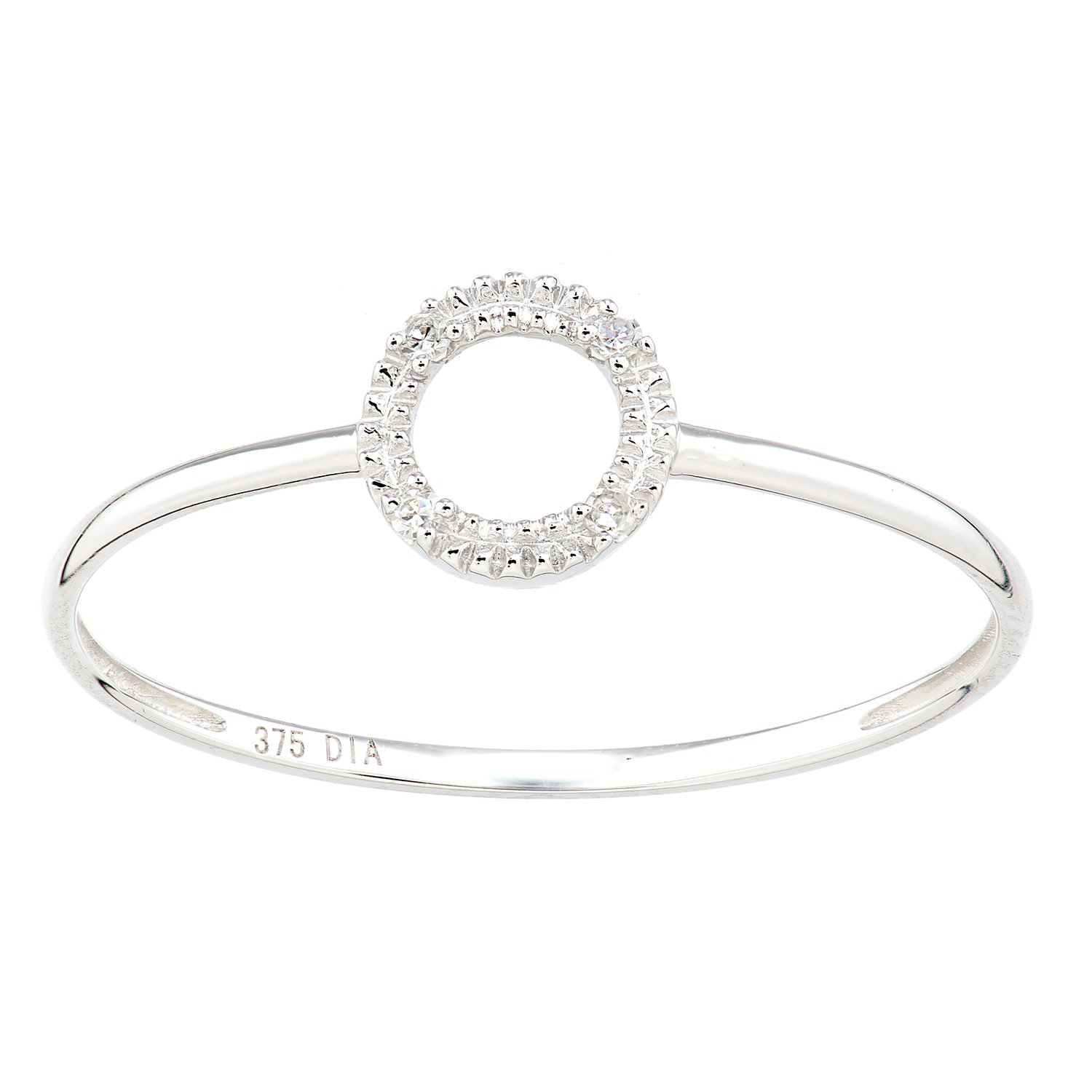 9ct White Gold Pave Set Diamond Open Loop Ring